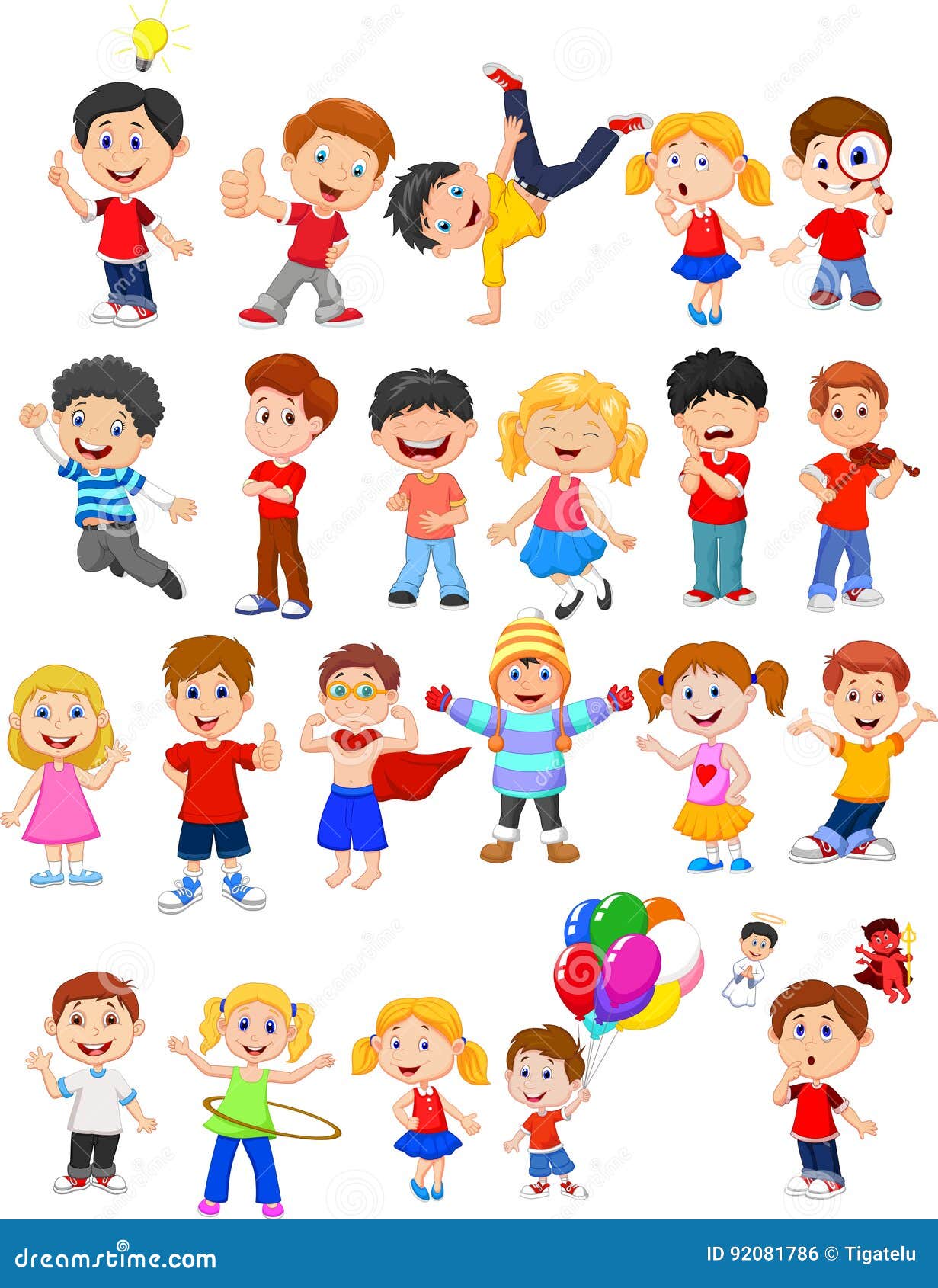 Kids Engaged in Different Expression Stock Vector - Illustration of ...