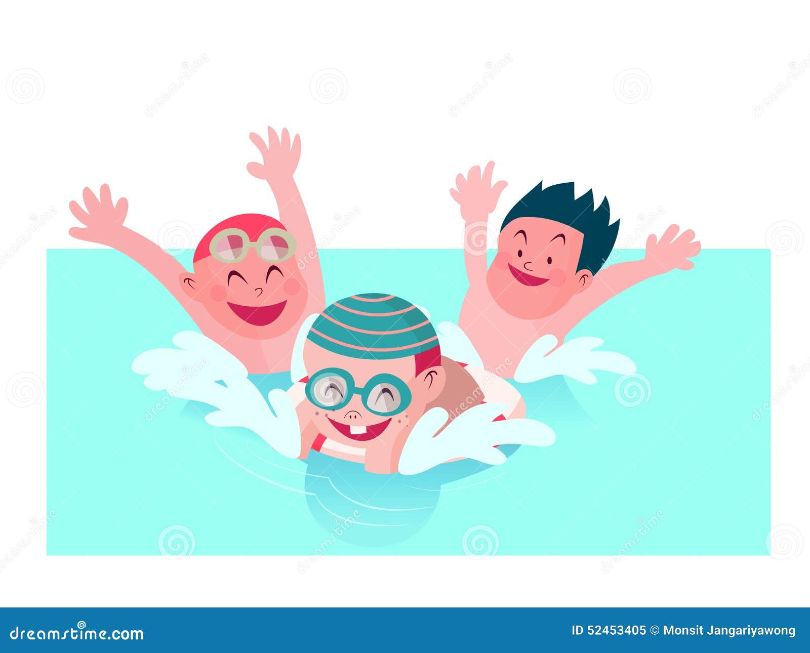 Kids Enjoy Playing Together in Swimming Pool Vector Illustration Stock ...