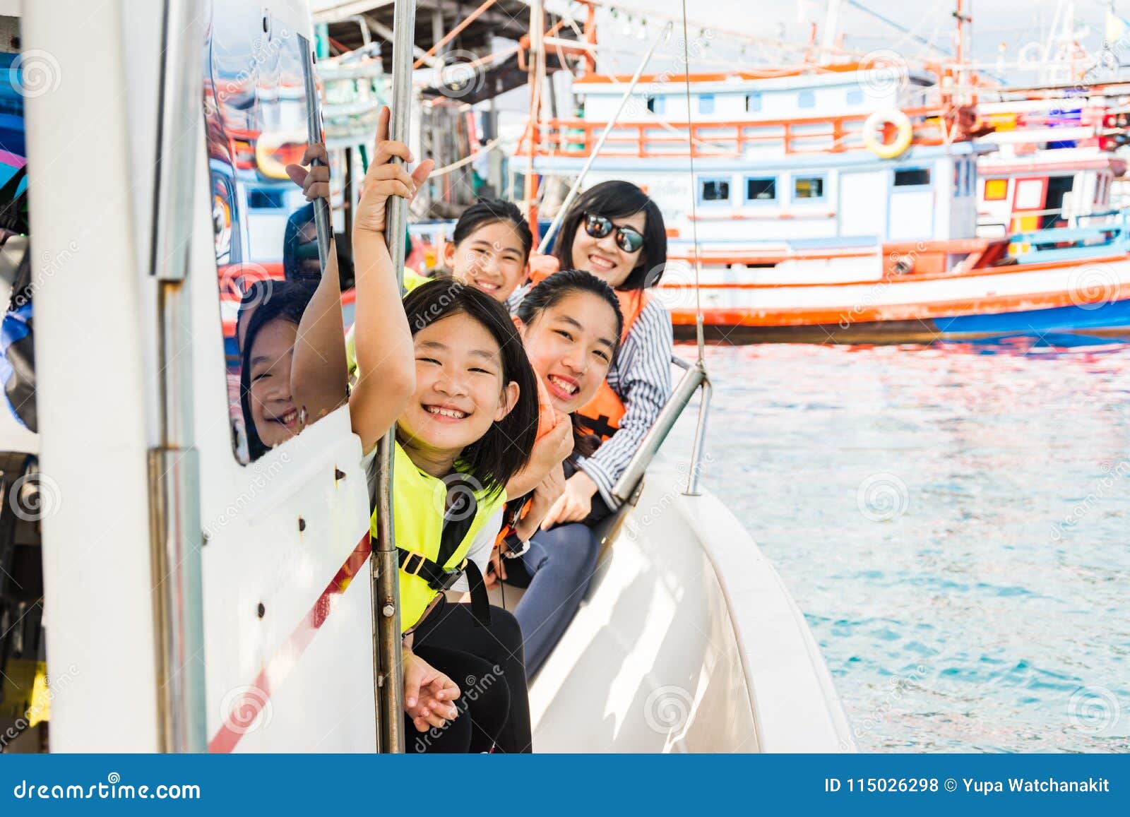Kids are Enjoying the Ocean during Riding on Boat Stock Photo - Image ...
