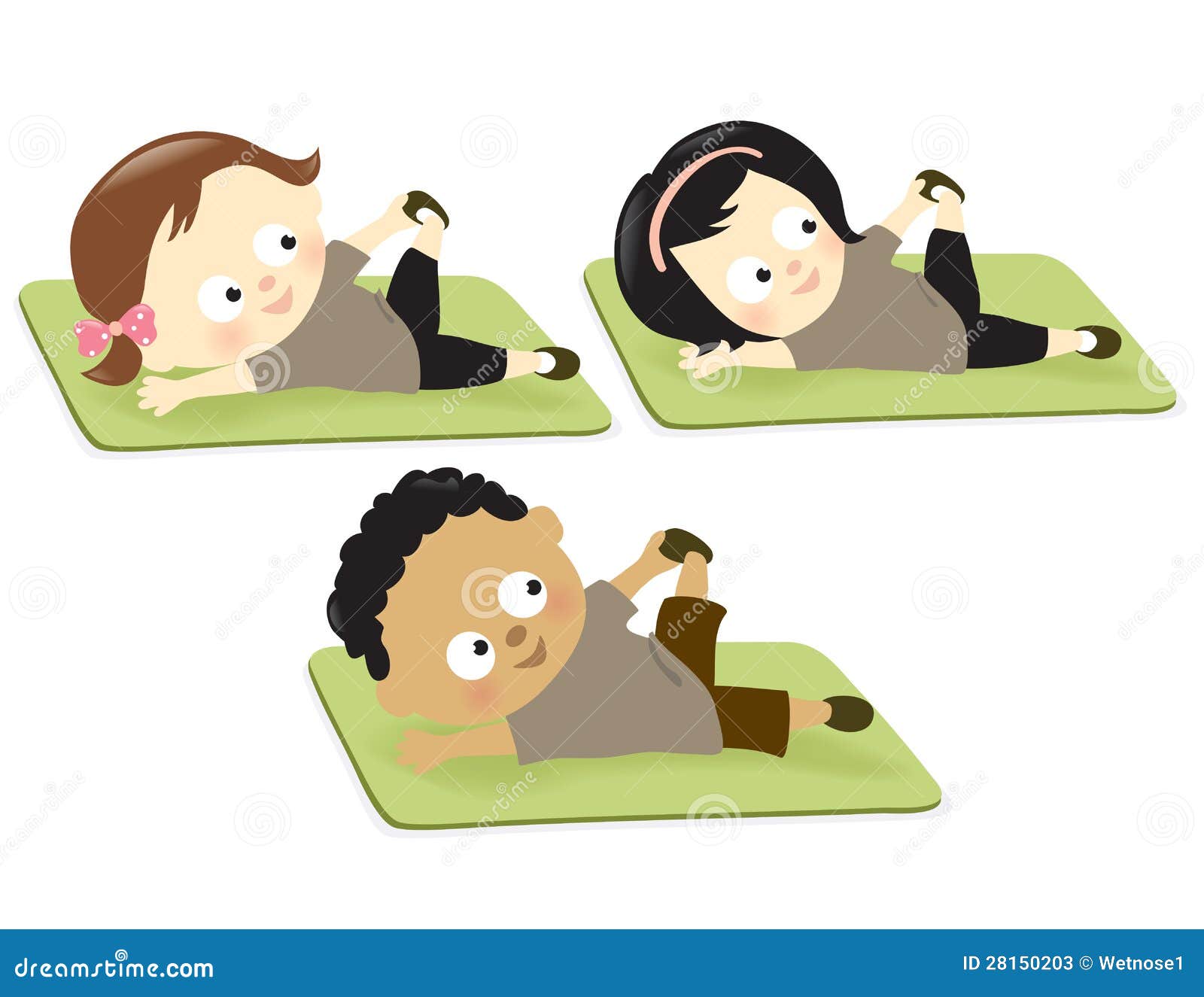 Kids Exercising On Mats Cartoon Vector | CartoonDealer.com #28150203