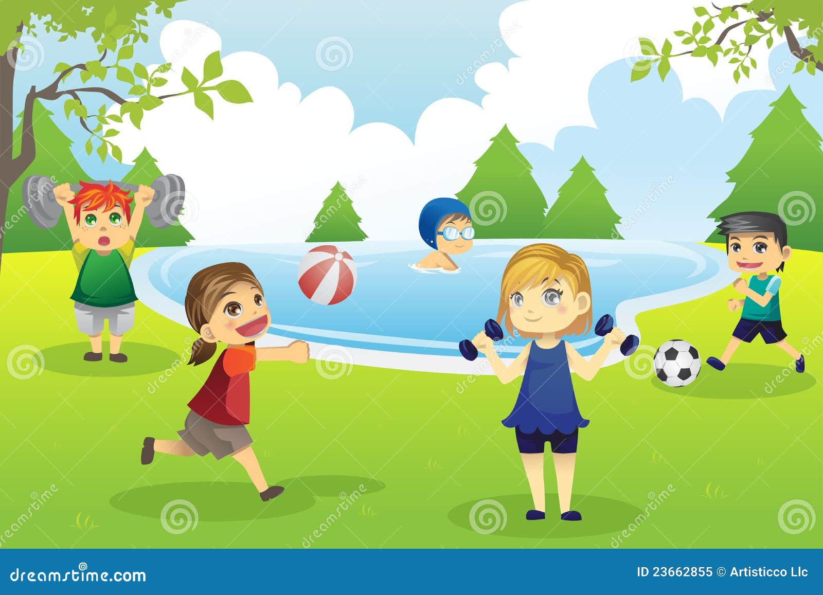 Family exercise clip art