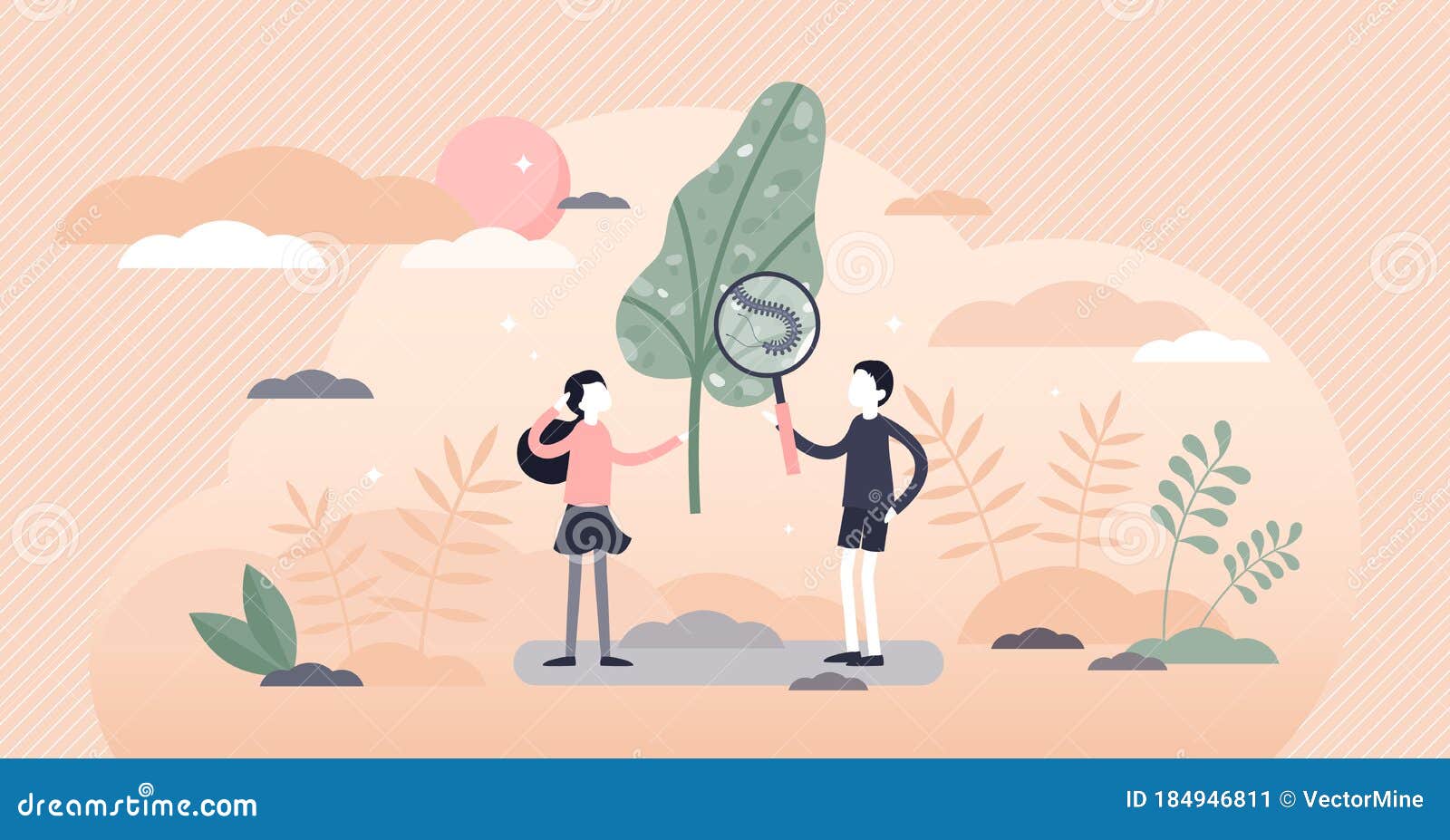 Kids Exploring Vector Illustration. Cognitive Child Flat Tiny Person ...