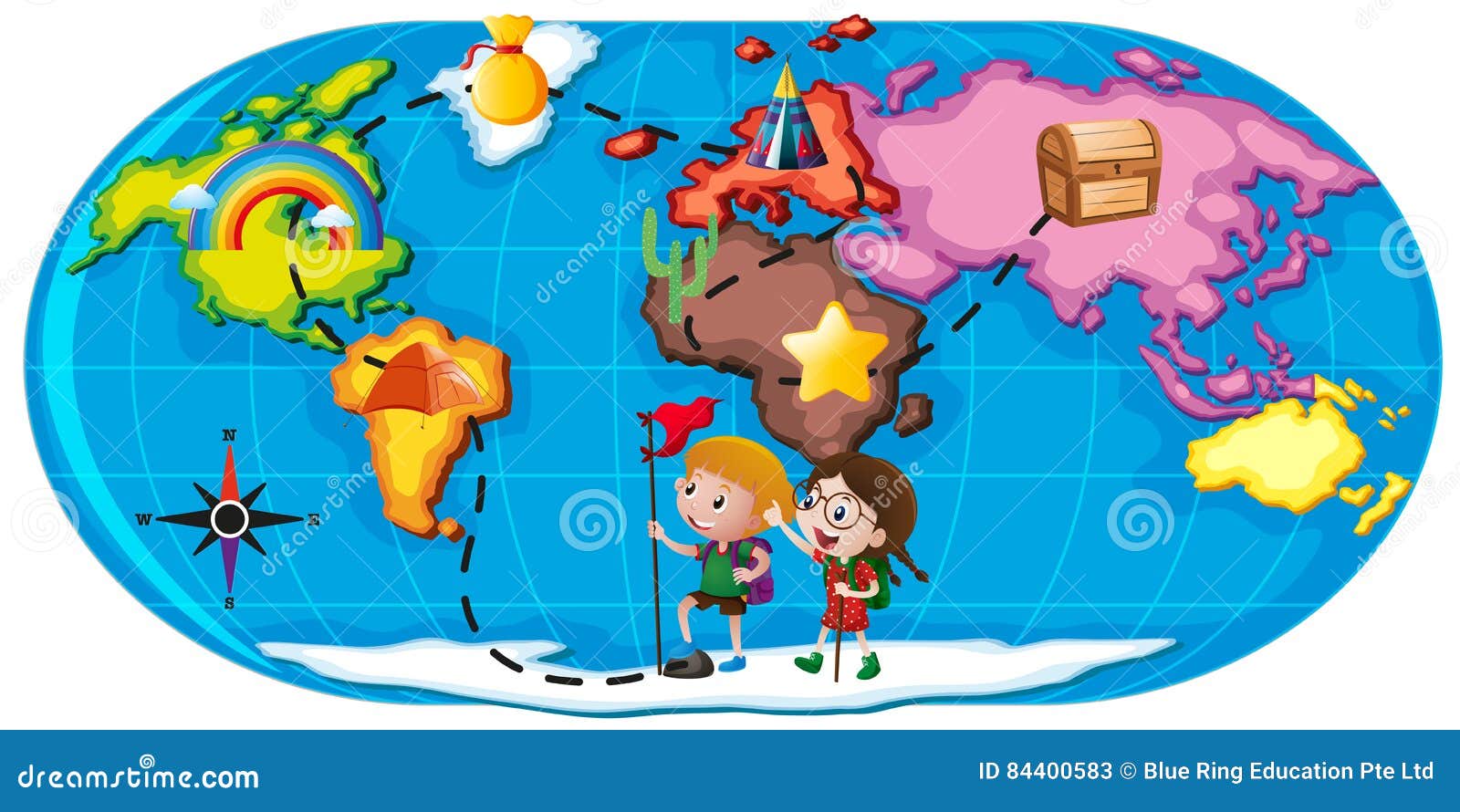 Kids exploring the world stock vector. Illustration of atlas - 84400583