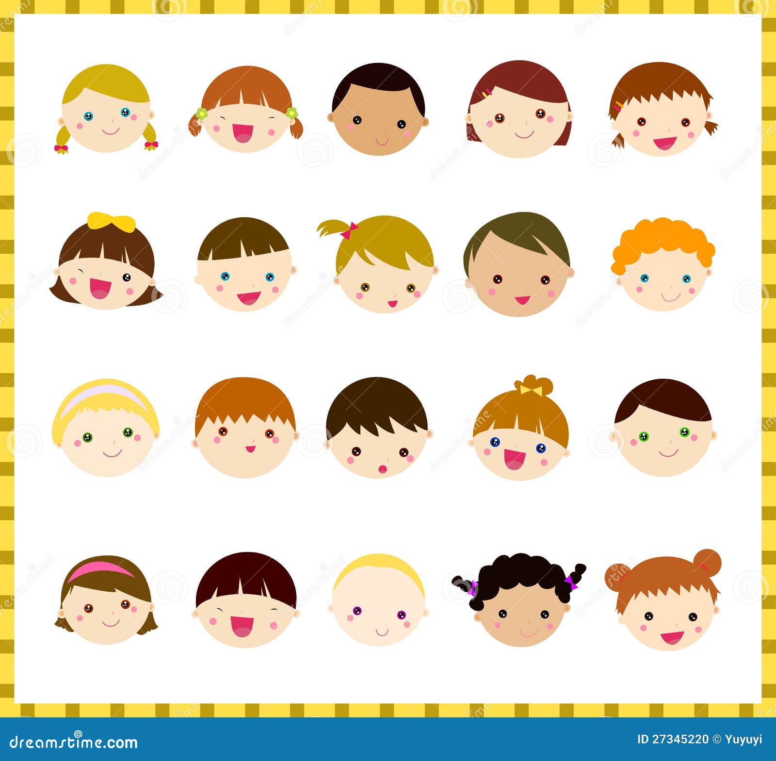 Kids Face Set stock vector. Illustration of design, group - 27345220