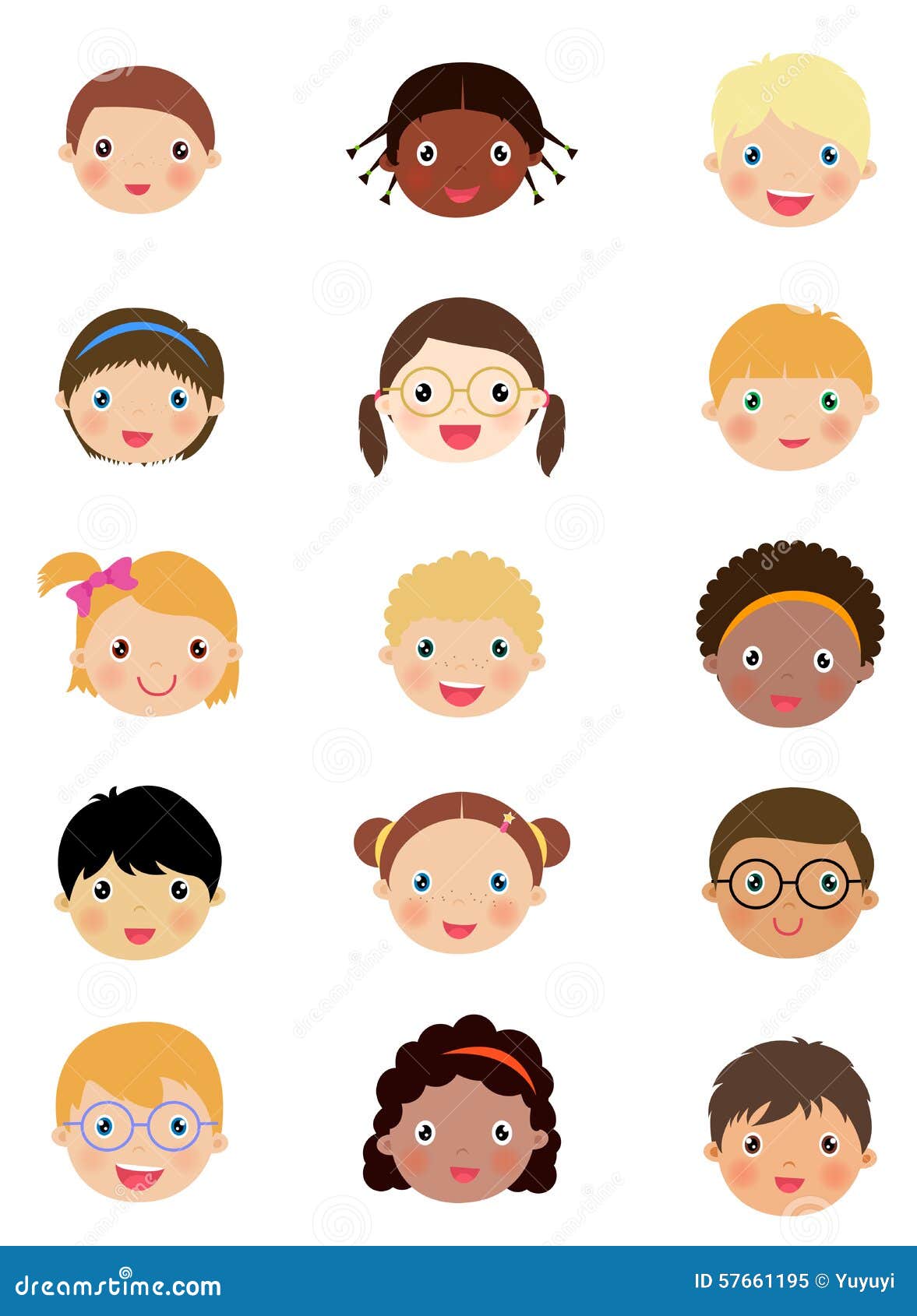 Kids face set stock vector. Illustration of child, cute - 57661195