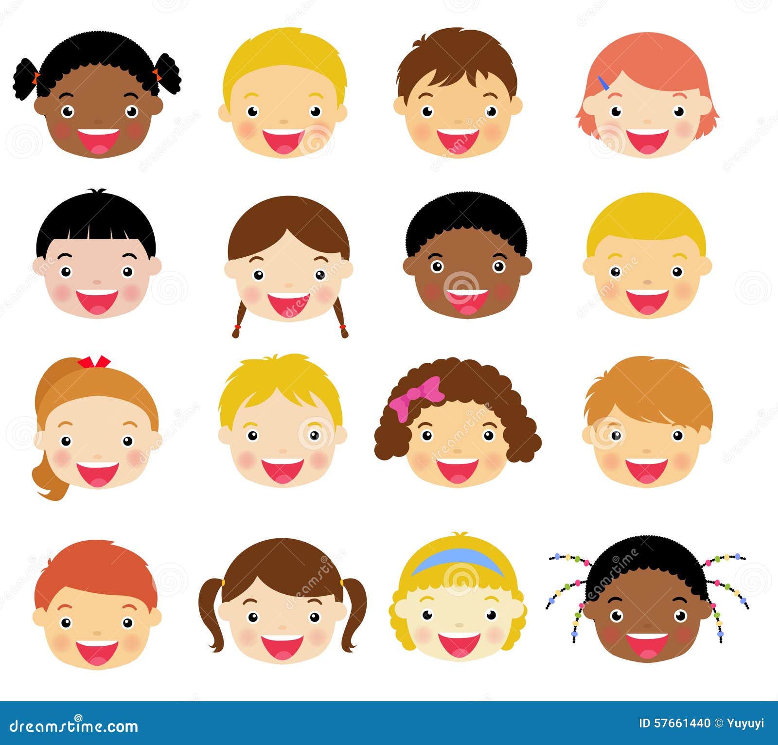 Kids face set stock vector. Illustration of object, face - 57661440