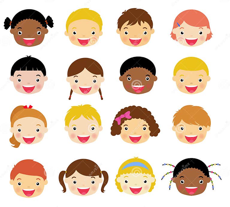 Kids face set stock vector. Illustration of object, face - 57661440
