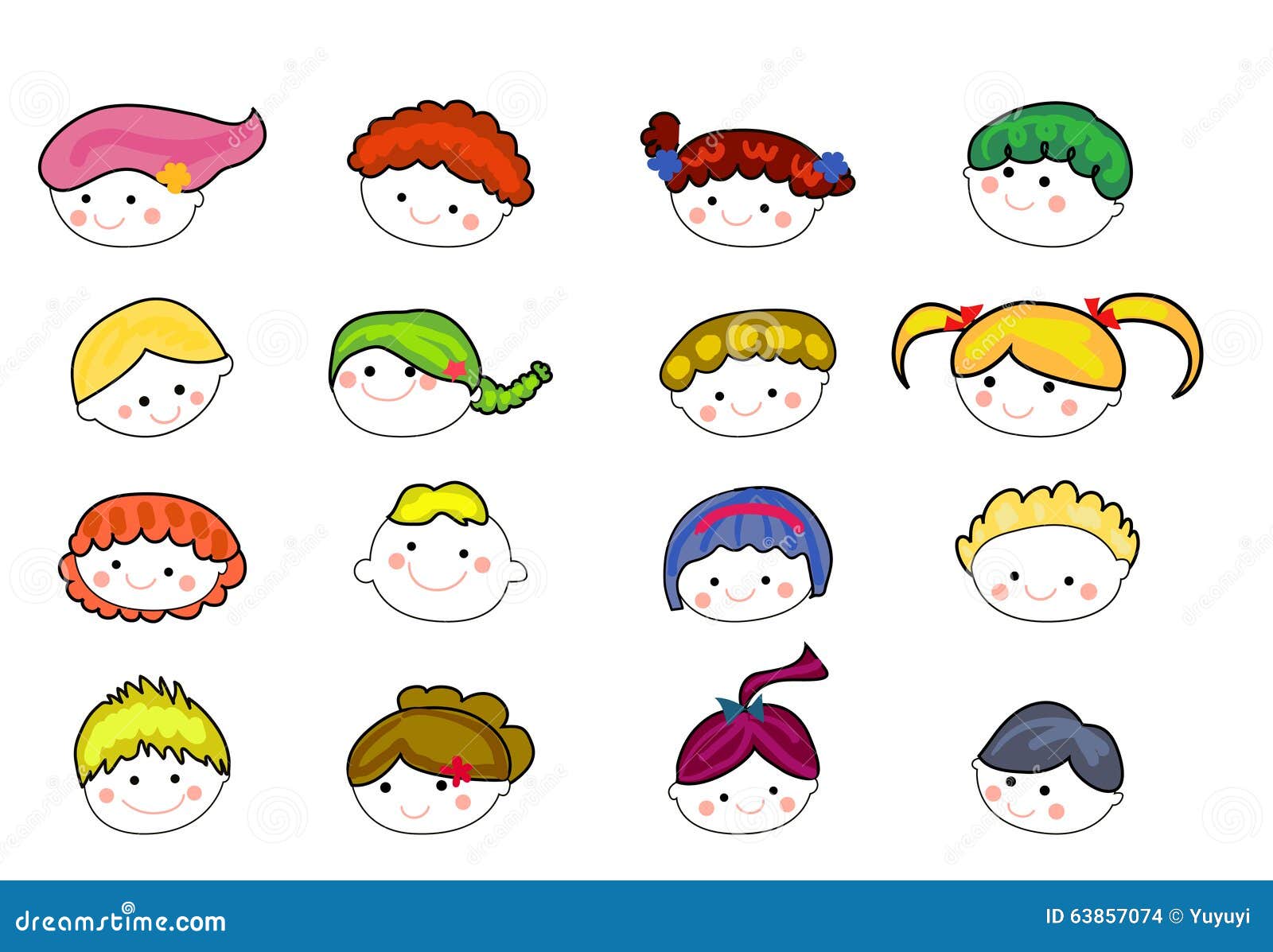 Kids Face Set stock vector. Illustration of confused - 63857074