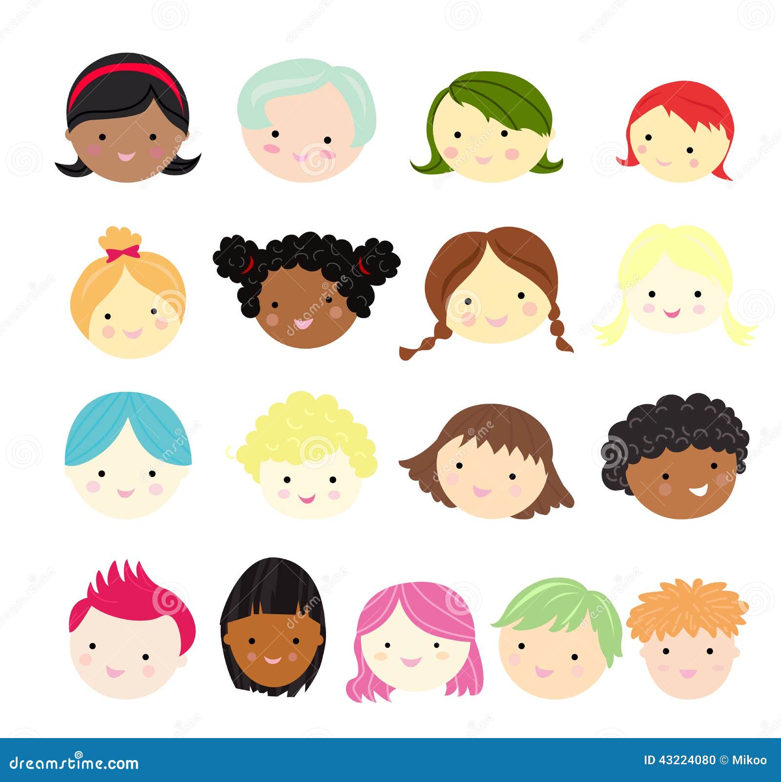 Kids face sets stock vector. Illustration of baby, school - 43224080