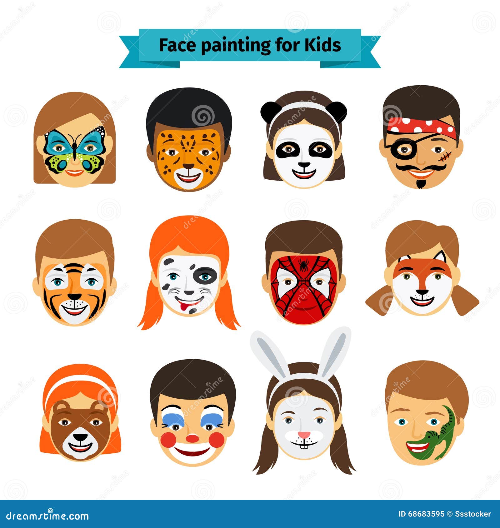Kids faces with painting stock vector. Illustration of hero - 68683595 Kids faces with painting stock vector. Illustration of hero - 68683595