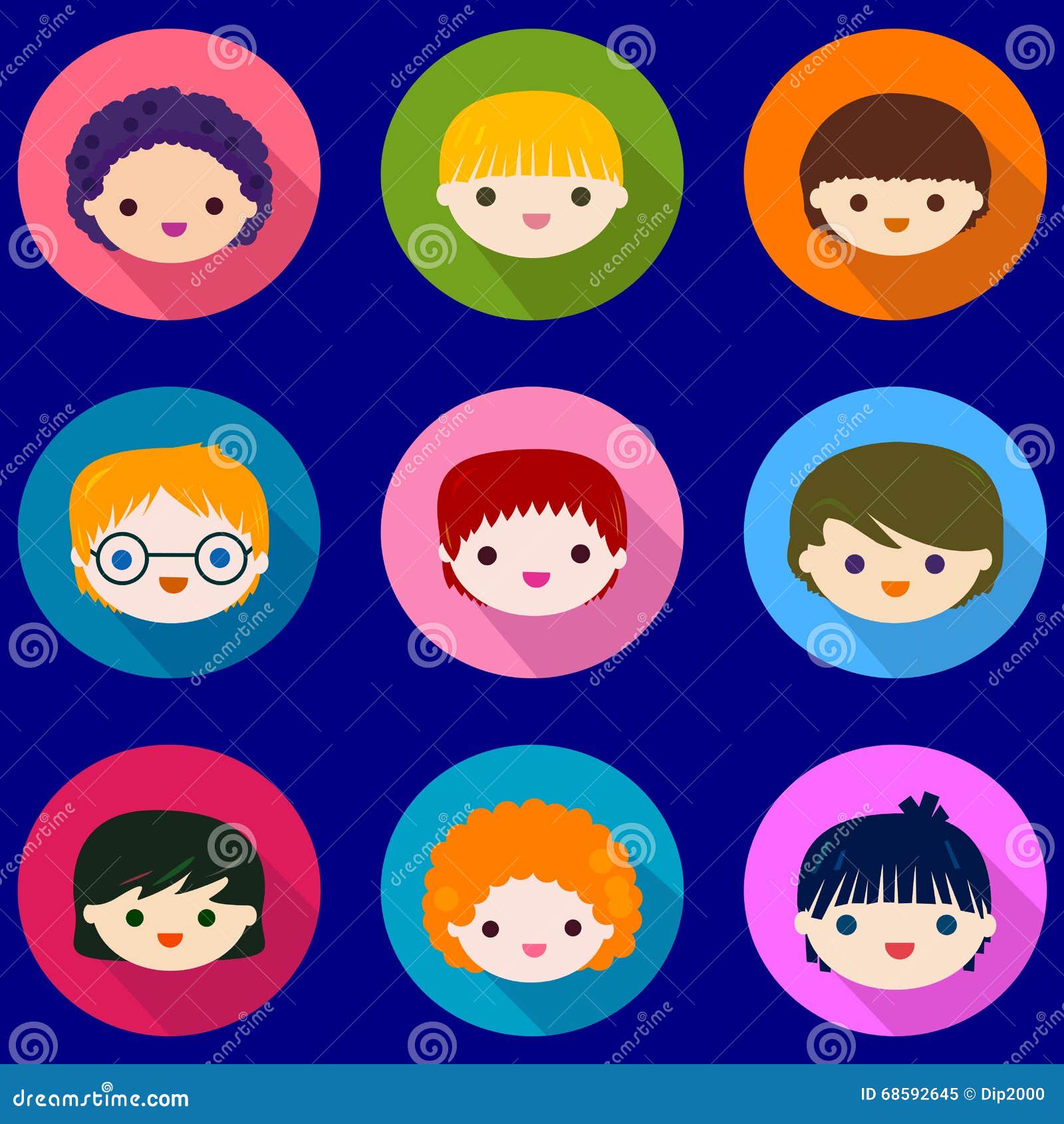 Kids faces set stock vector. Illustration of preschool - 68592645