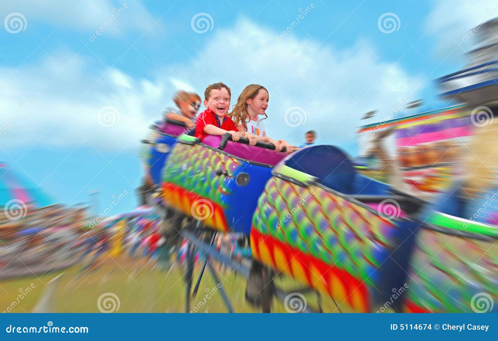 Kids on Fair Ride stock photo. Image of friends, fair - 5114674