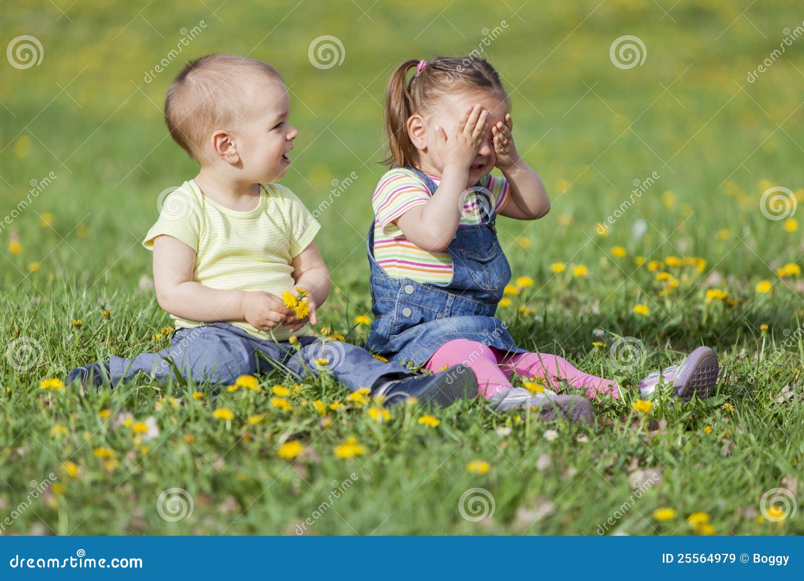 Kids in the field stock image. Image of female, human - 25564979