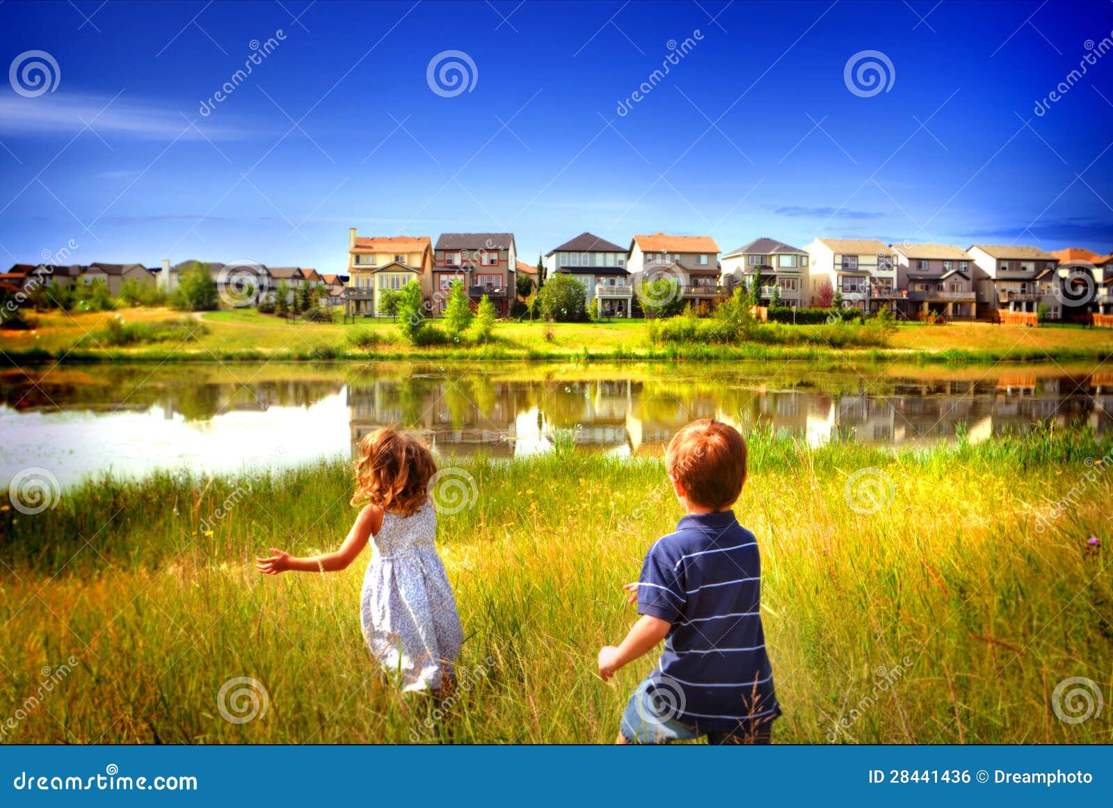 Kids in field stock photo. Image of autumn, neighborhood - 28441436
