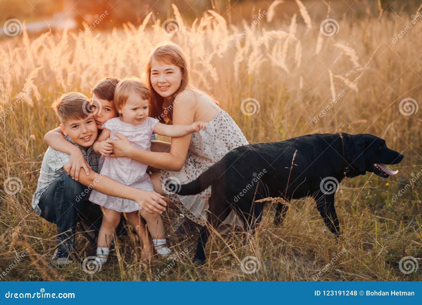 Kids in a field stock photo. Image of joyful, lifestyle - 123191248