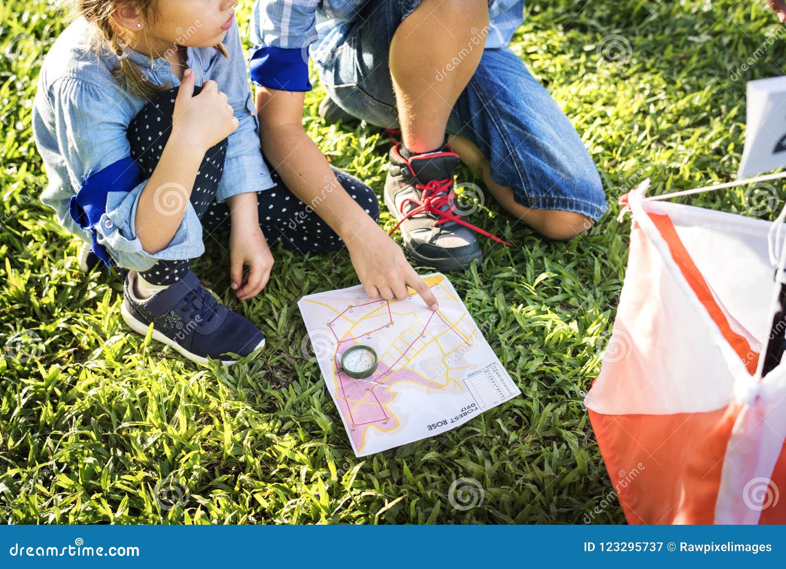 Kids Finding Direction on a Map Stock Image - Image of caucasian, flag ...