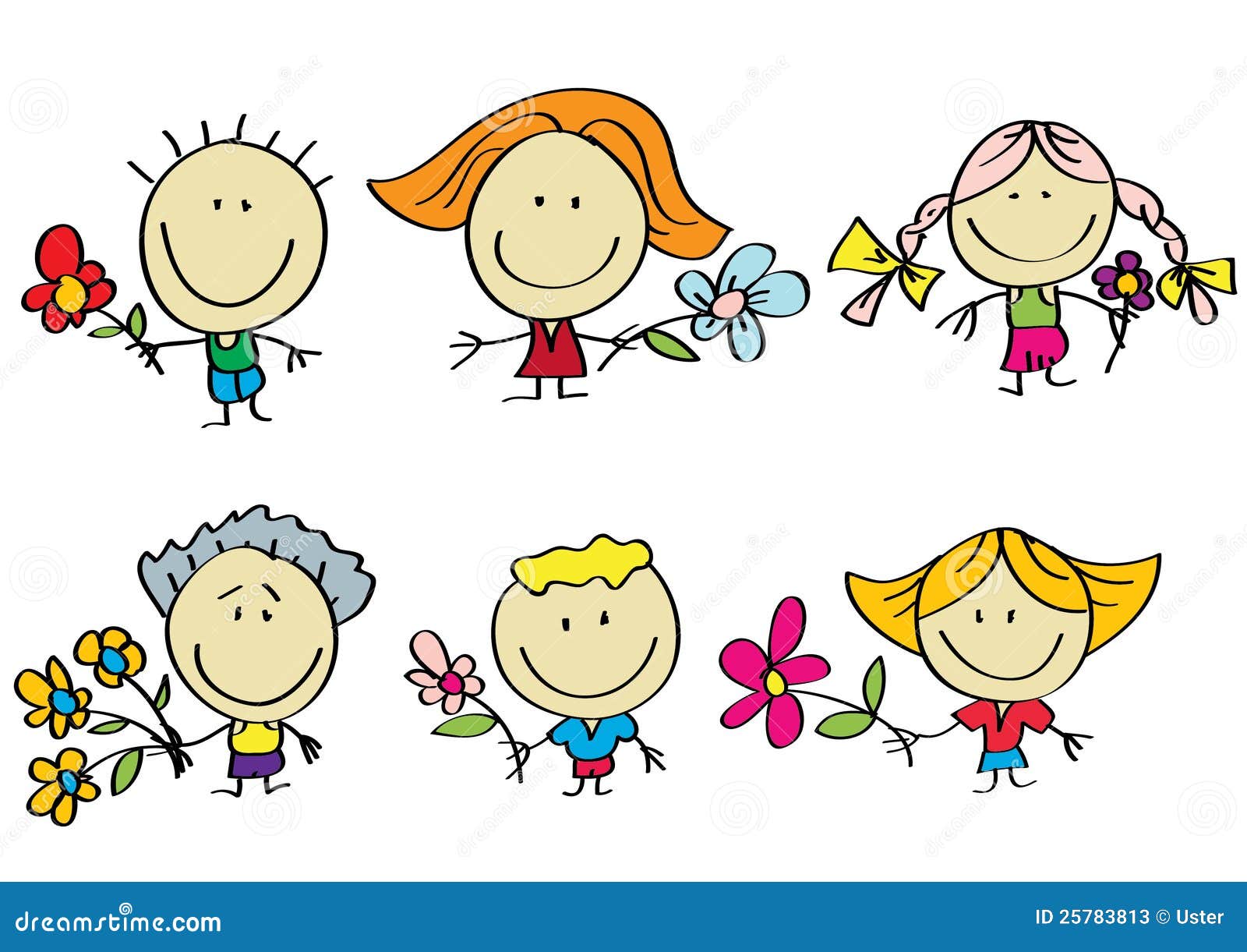 Kids with flowers stock vector. Illustration of child - 25783813