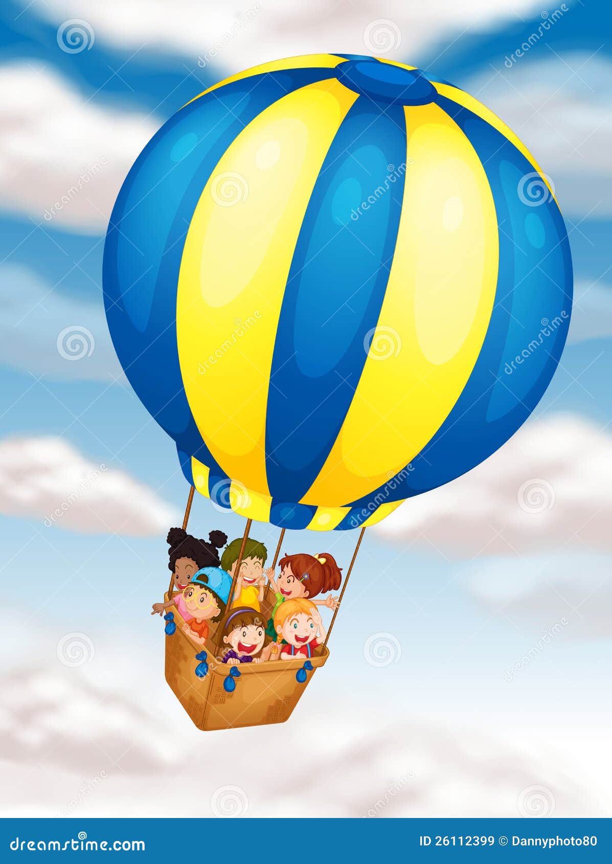 Kids Flying In Hot Air Balloon Royalty Free Stock Images - Image: 26112399
