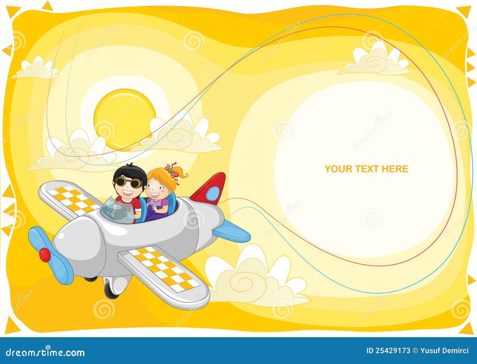 Kids Flying by Plane Vector Illustration Stock Vector - Illustration of ...