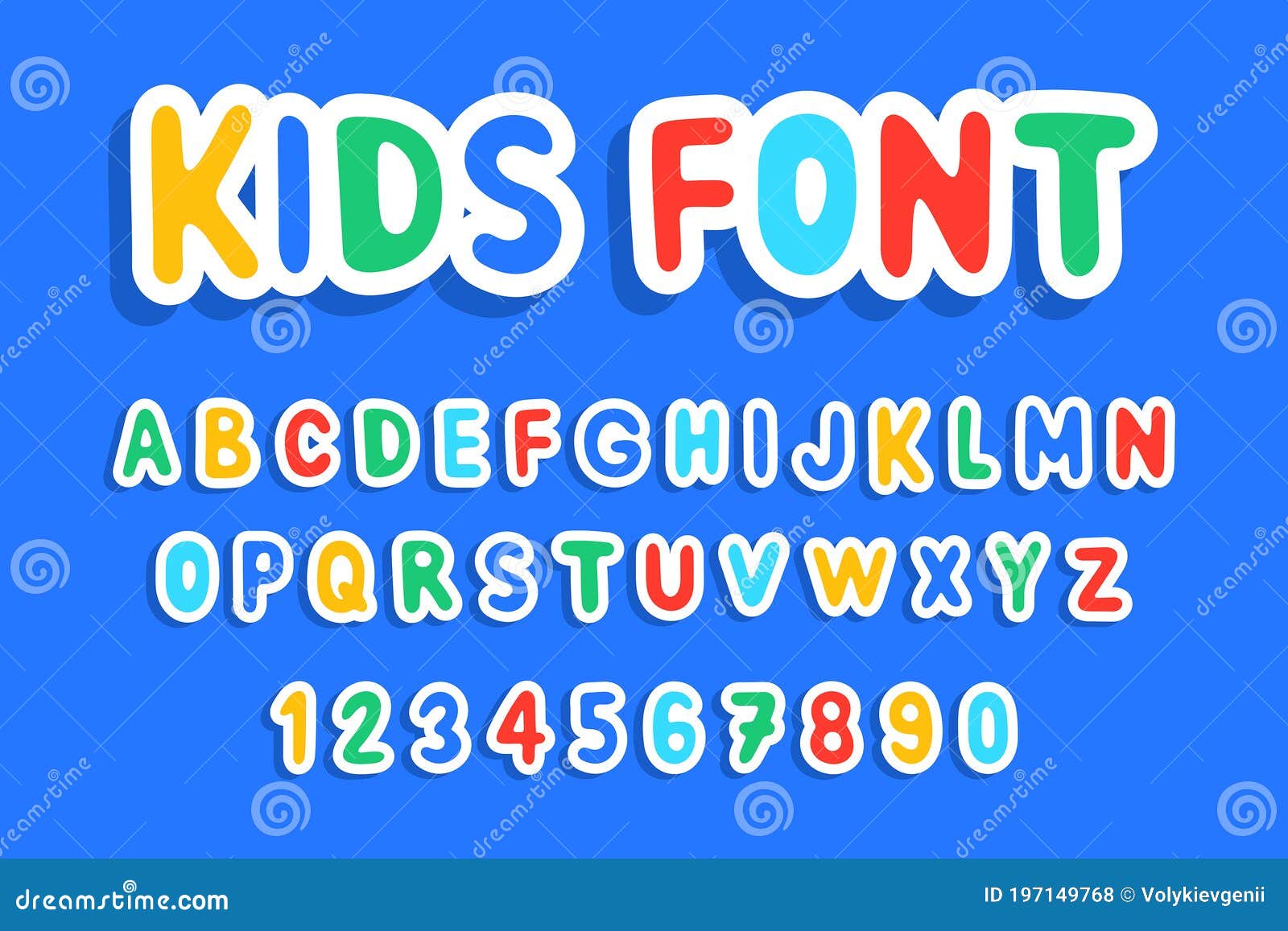 Kids font stock vector. Illustration of colorful, bright - 197149768