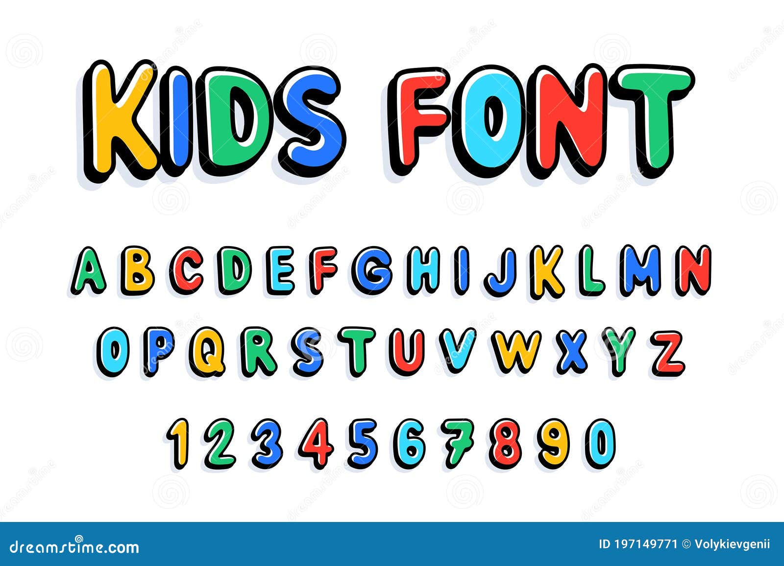 Kids font stock vector. Illustration of happy, baby - 197149771