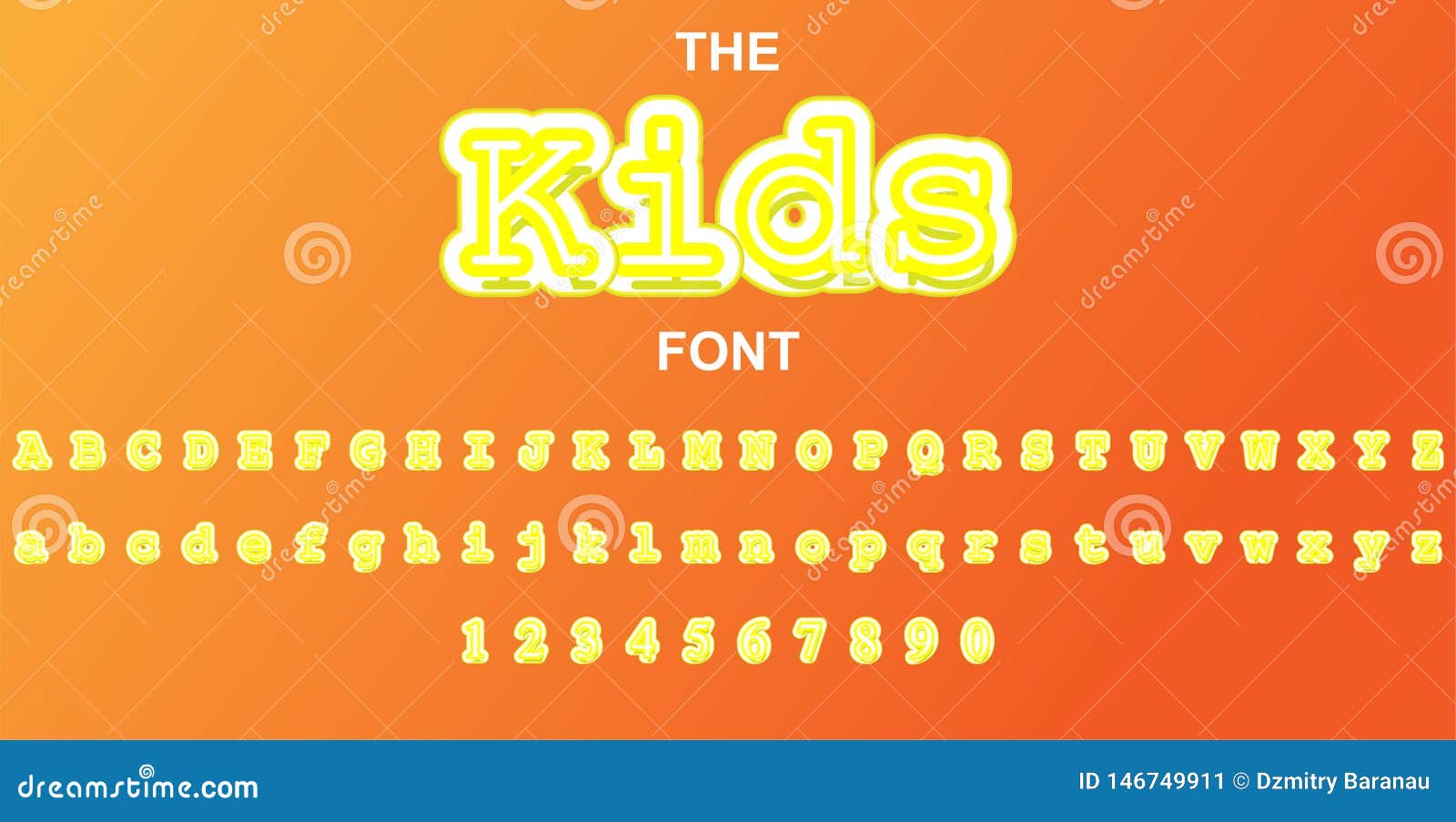 Kids Font and Alphabet with Numbers. Vector Typography Letter Design ...