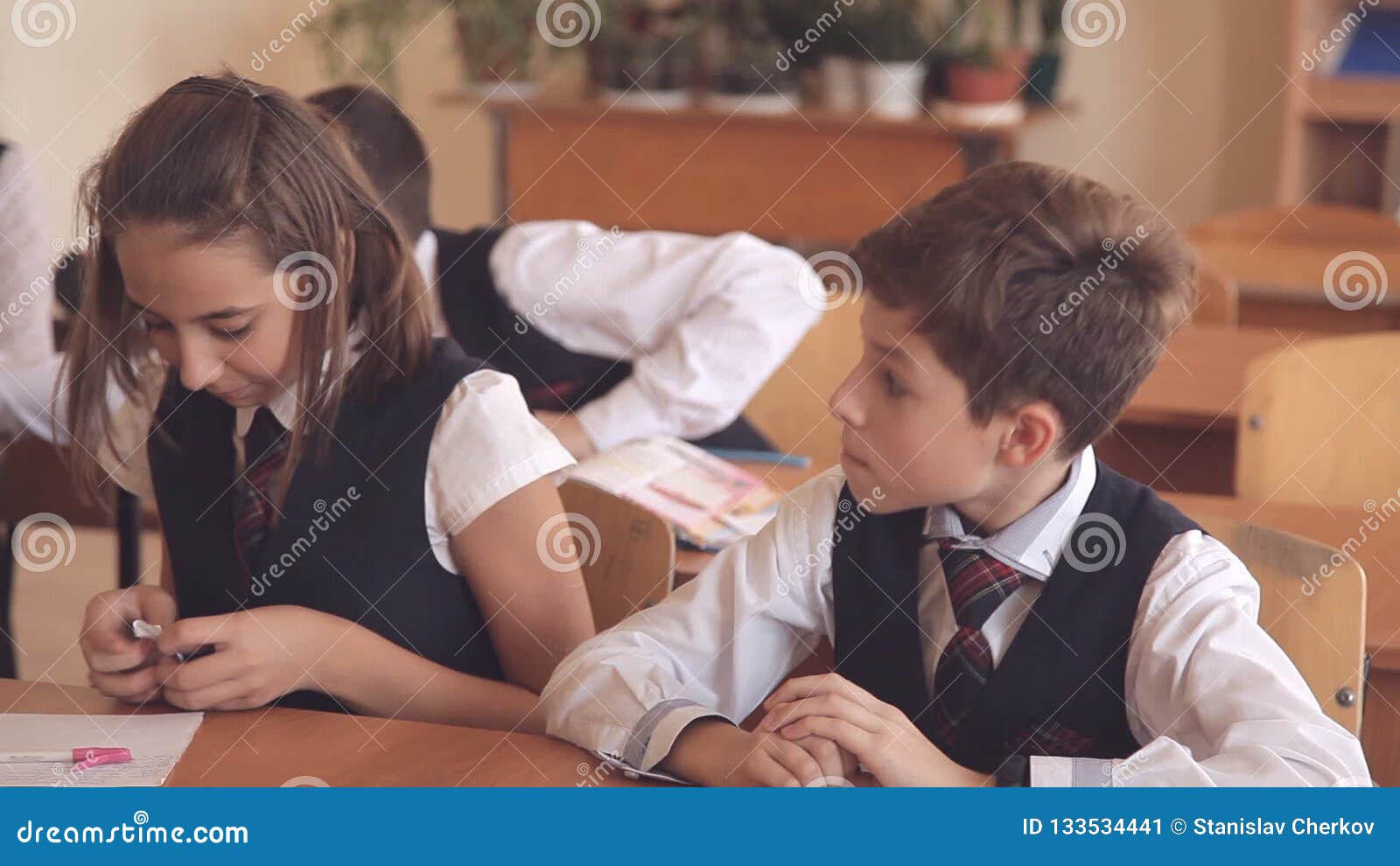 Kids Fool Around at School in the Classroom Stock Video - Video of ...