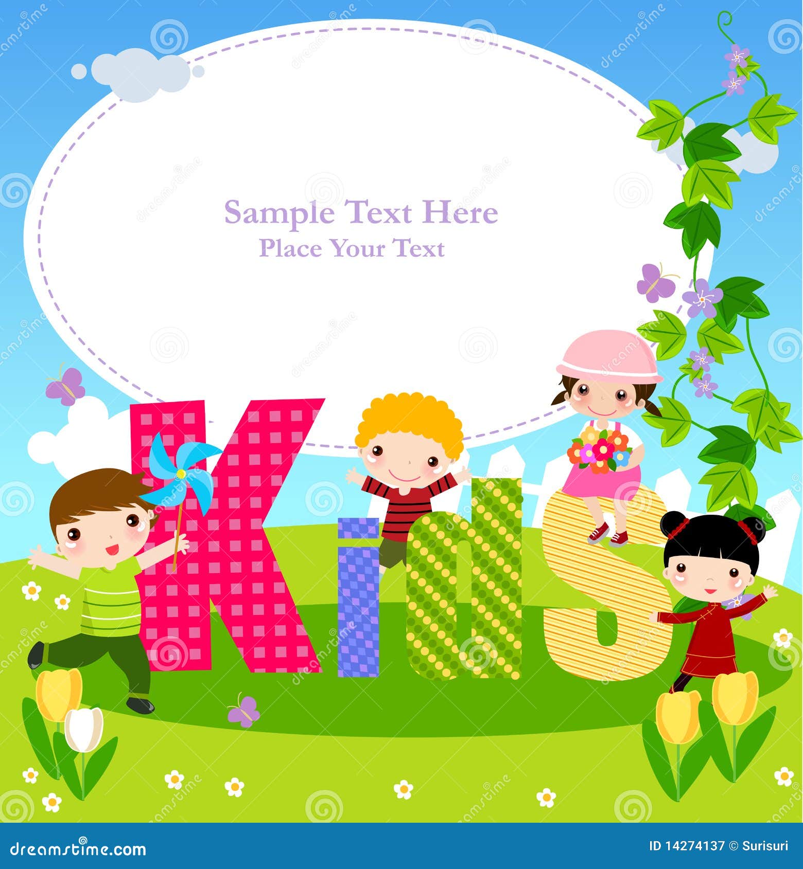 Kids and frame stock vector. Illustration of letters - 14274137