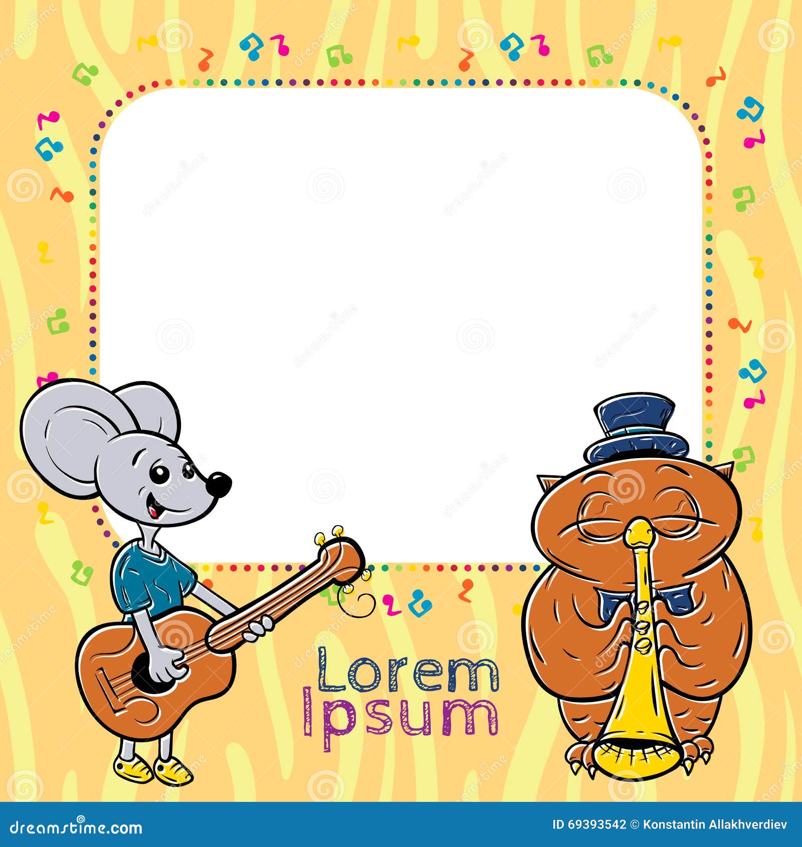 Kids Frame with Animals, Musician. Stock Vector - Illustration of ...