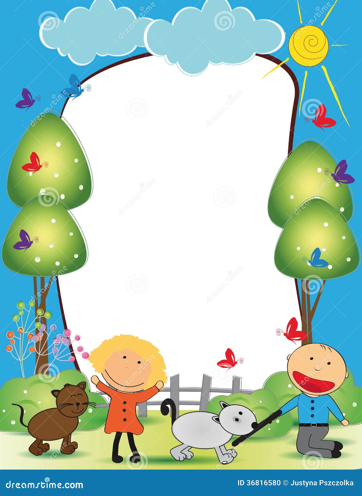 Kids frame stock vector. Illustration of funny, children - 36816580