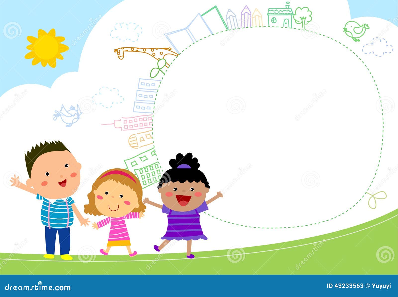 Kids and frame stock vector. Illustration of funny, friendship - 43233563