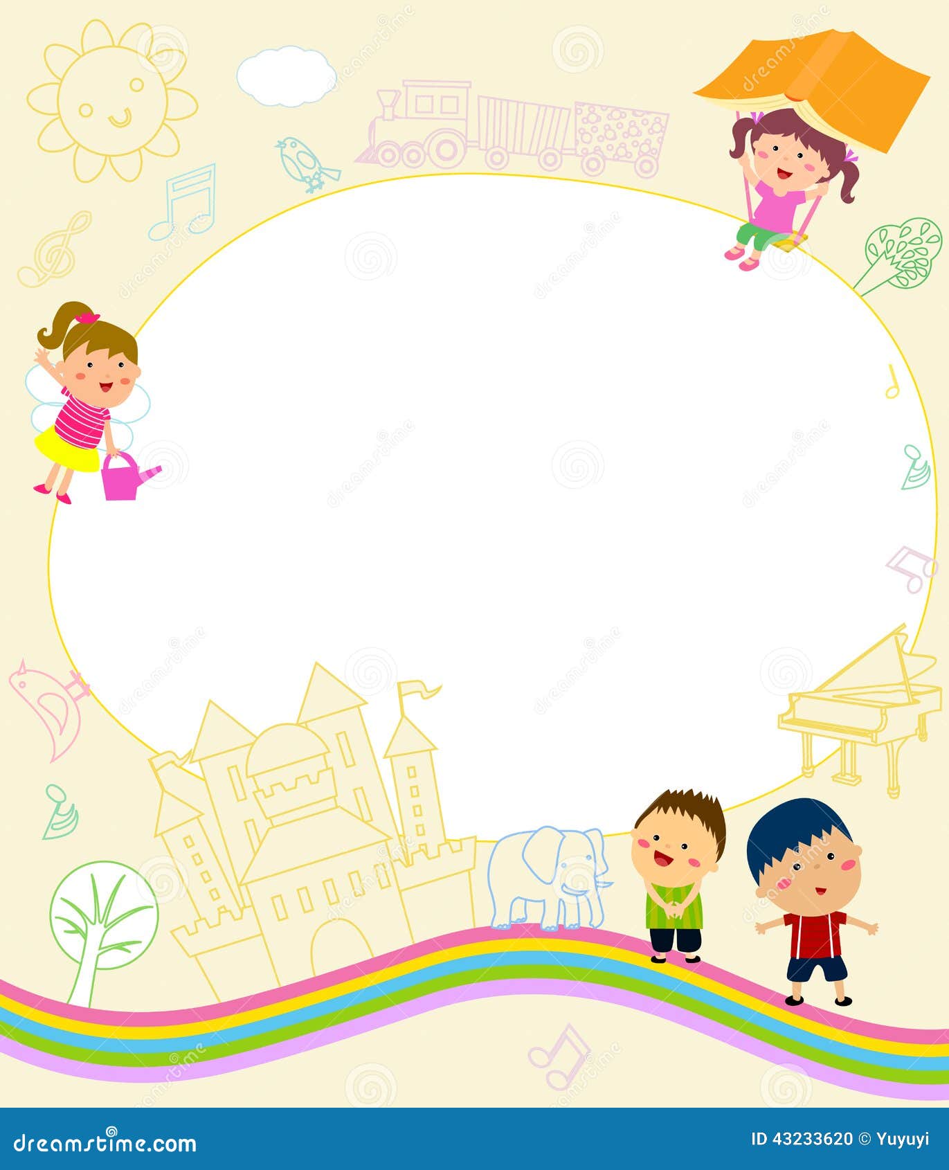 Kids and frame stock vector. Illustration of people, cartoon - 43233620