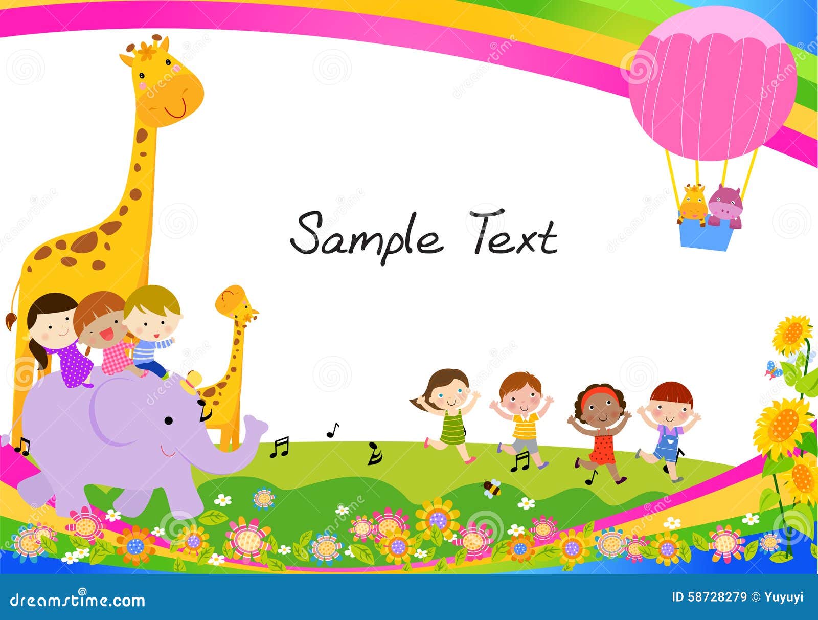 Kids and frame stock vector. Illustration of happy, girl - 58728279