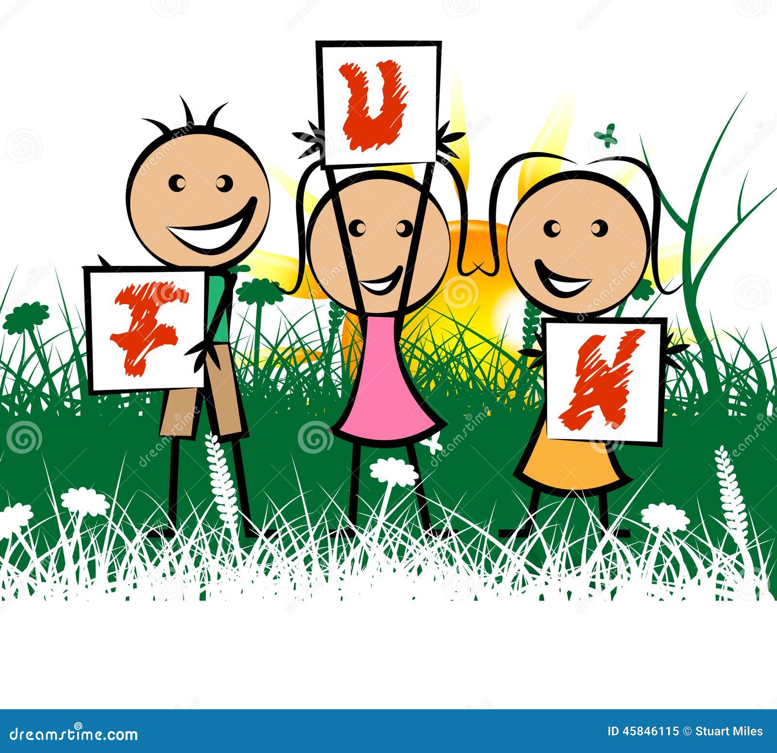 Kids Fun Represents Free Time and Enjoy Stock Illustration ...