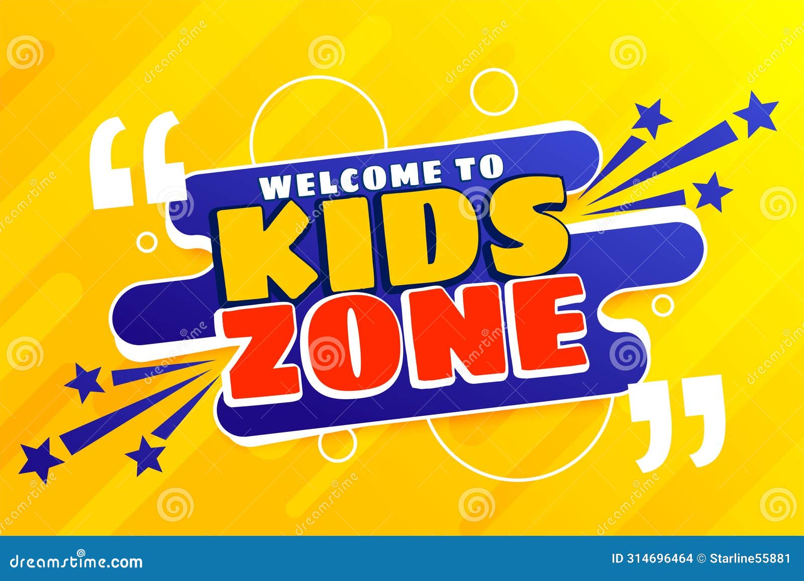Kids Fun Zone Yellow Banner for Kindergarten Playroom Stock Vector ...