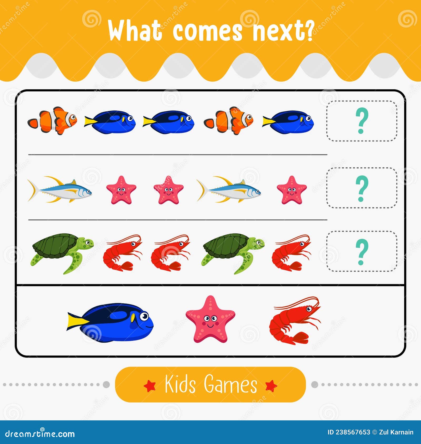 What Comes Next Educational Activity Game for Preschool Children Vector ...