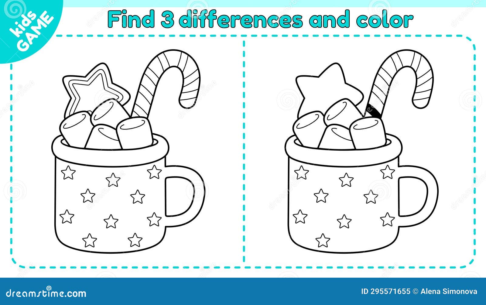 Kids Game Find Differences and Color Holiday Mug Stock Vector ...