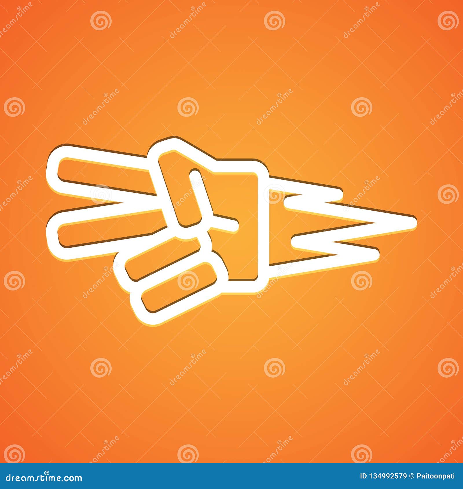 Kids Game Rock-paper-scissors White Icon on Gradient Orange Stock ...