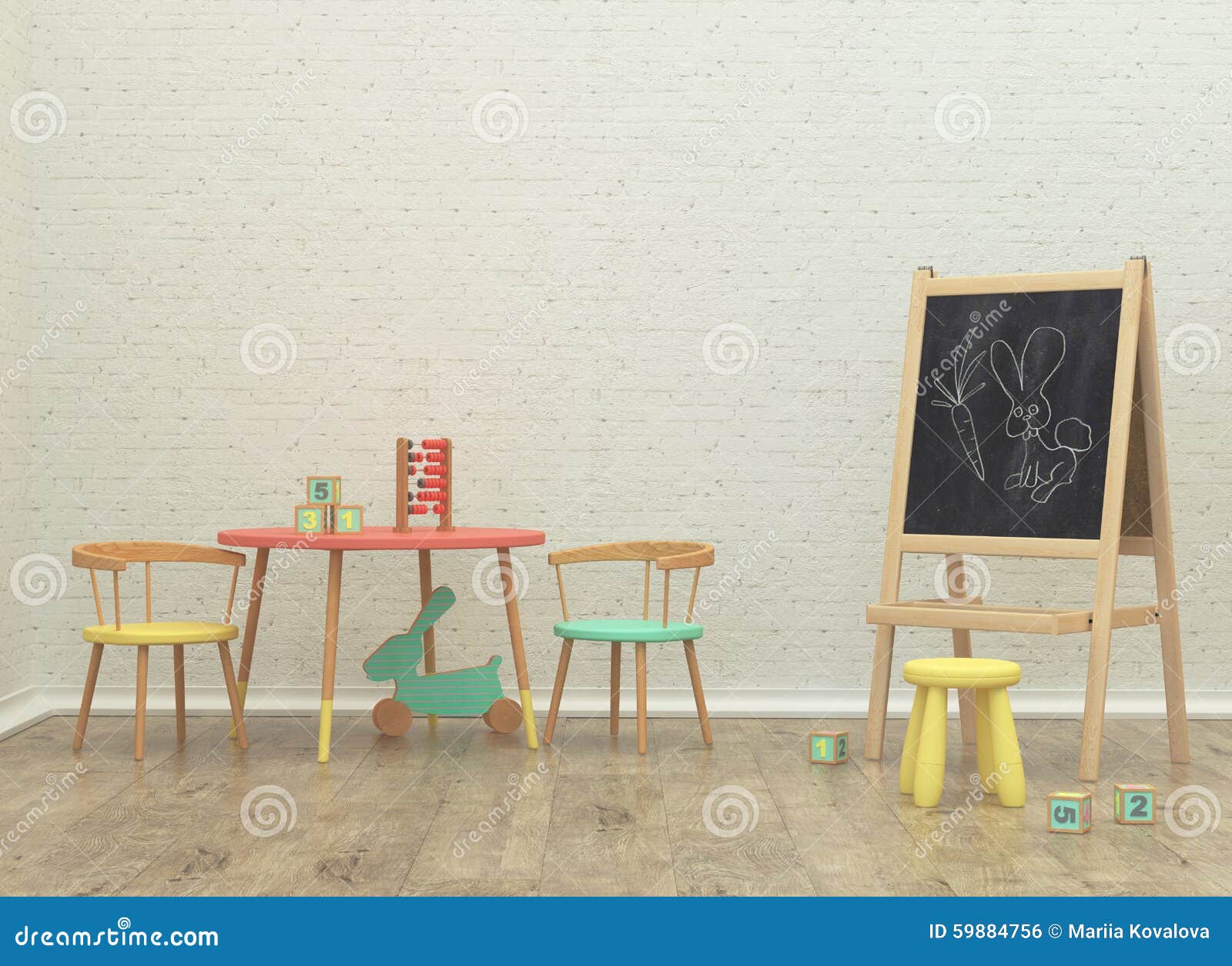 Kids Game Room Interior 3d Rendering Image Stock Photo - Image of ...