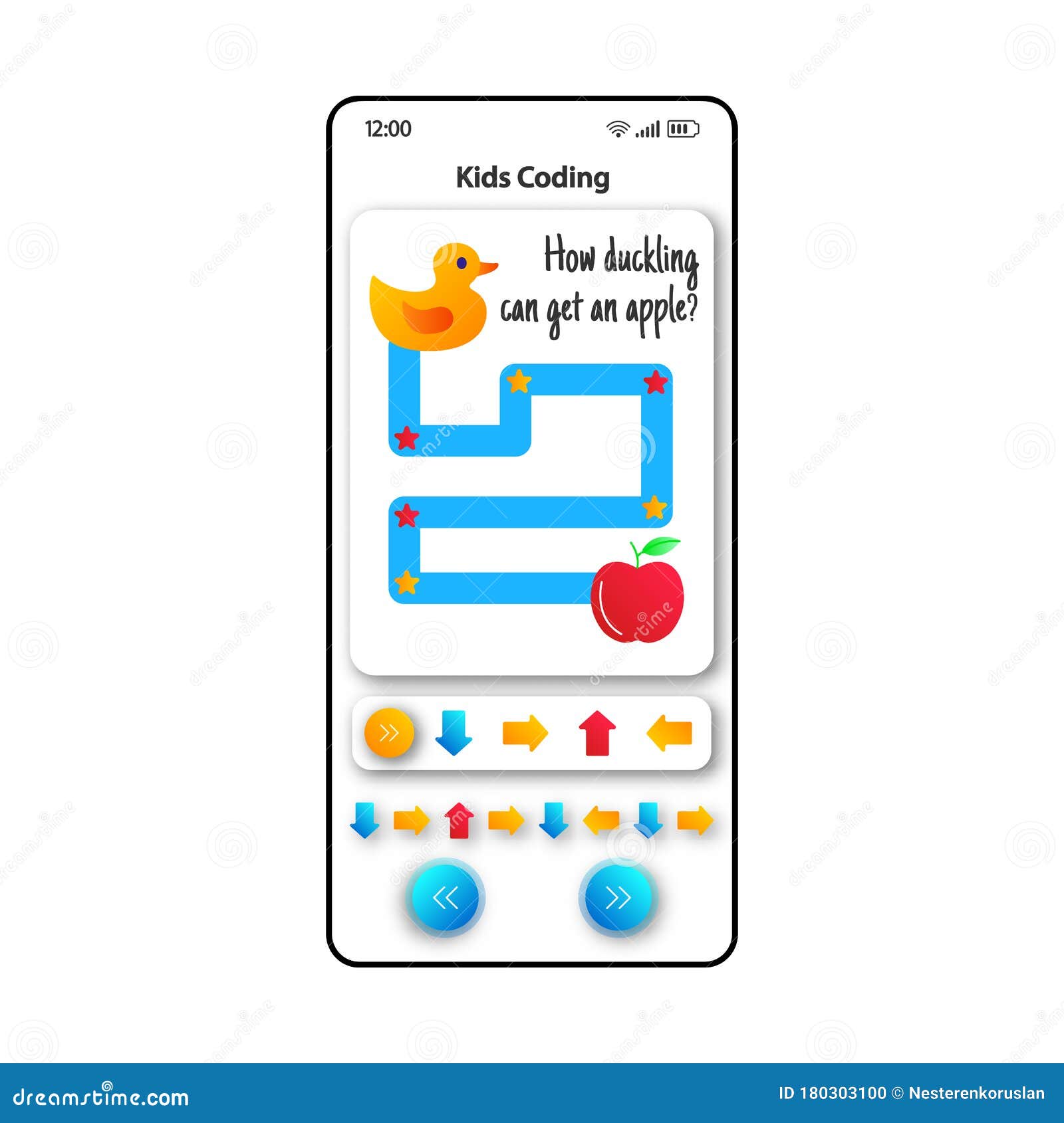 Kids Game Smartphone Interface Vector Template. Mobile App Page White ...