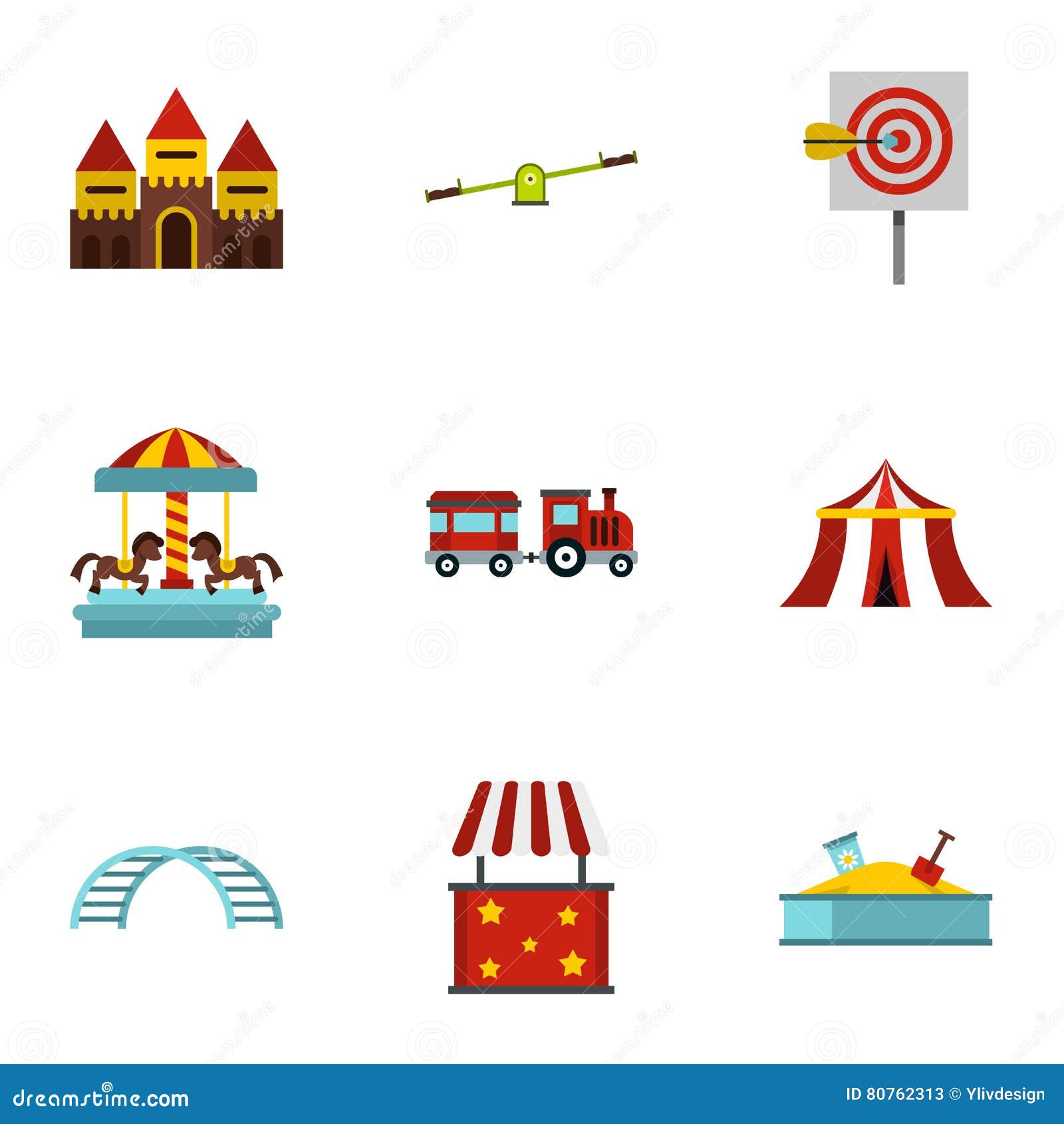 Kids Games Icons Set, Flat Style Stock Vector - Illustration of outside ...