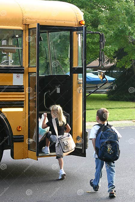 Kids Getting on Bus stock photo. Image of caucasian, girl - 1213206