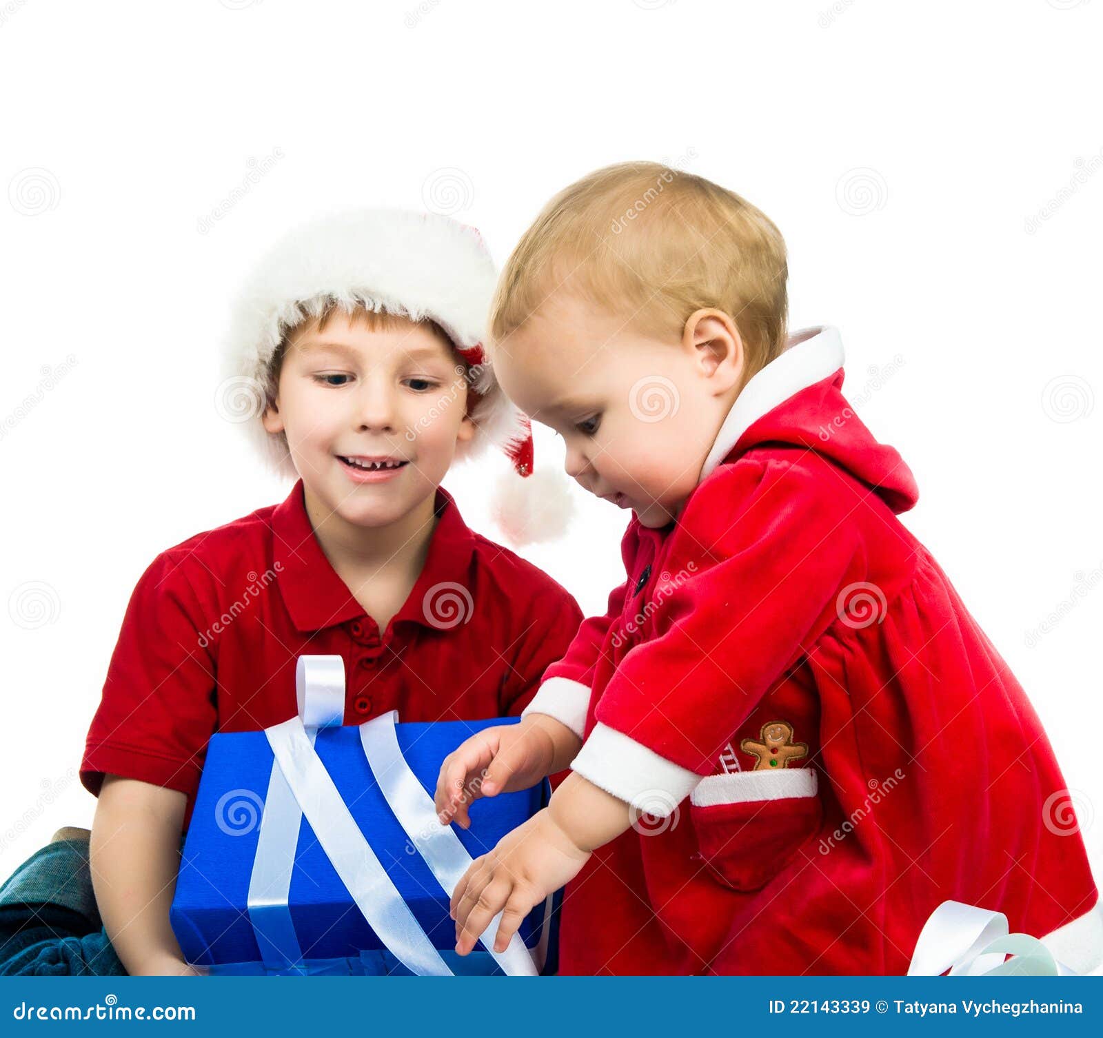 Kids with a gift stock image. Image of girl, little, boxes - 22143339