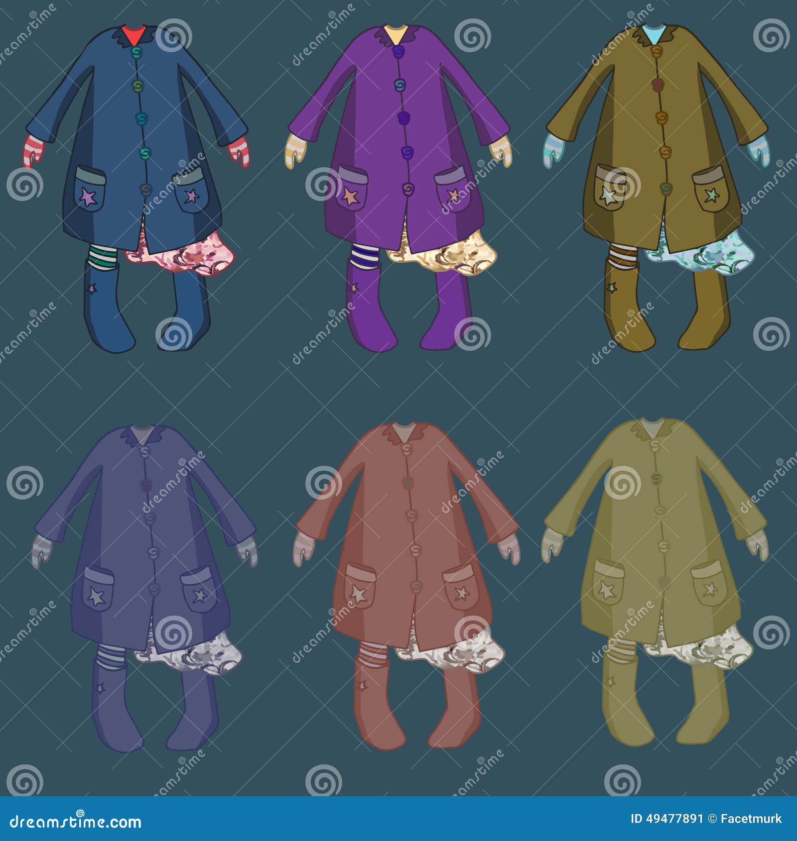 Girl In Dresses To Create Animation. Character Head With Different ...