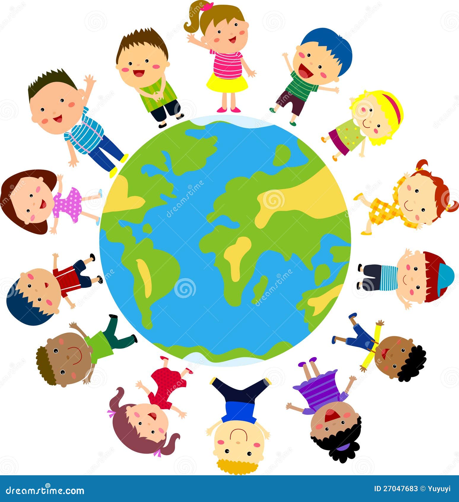 Kids And Globe Vector Illustration | CartoonDealer.com #45000360