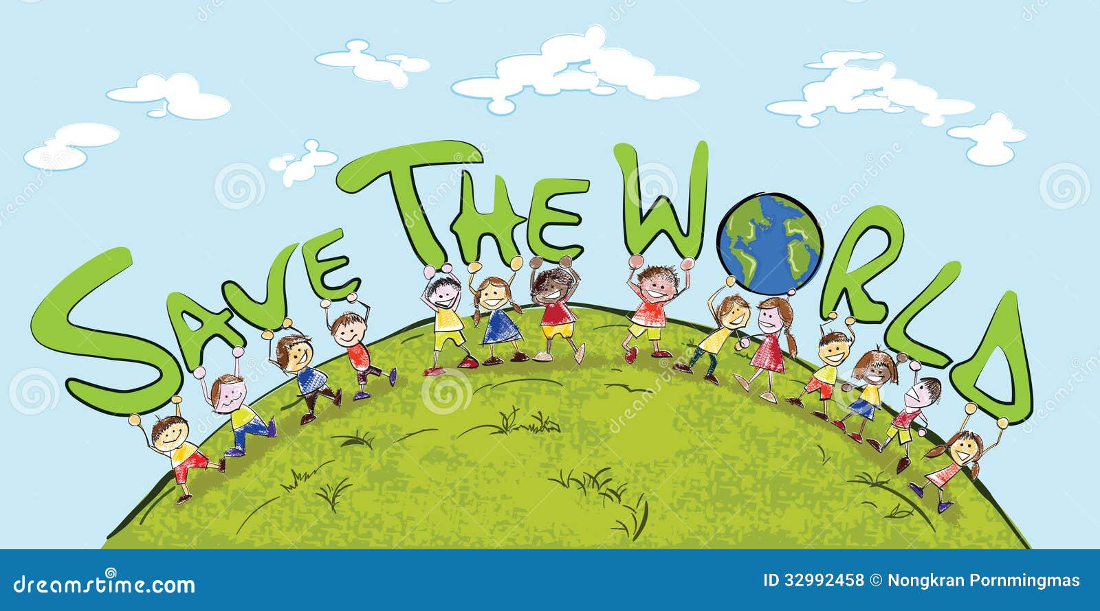 Kids and globe stock vector. Illustration of children - 32992458