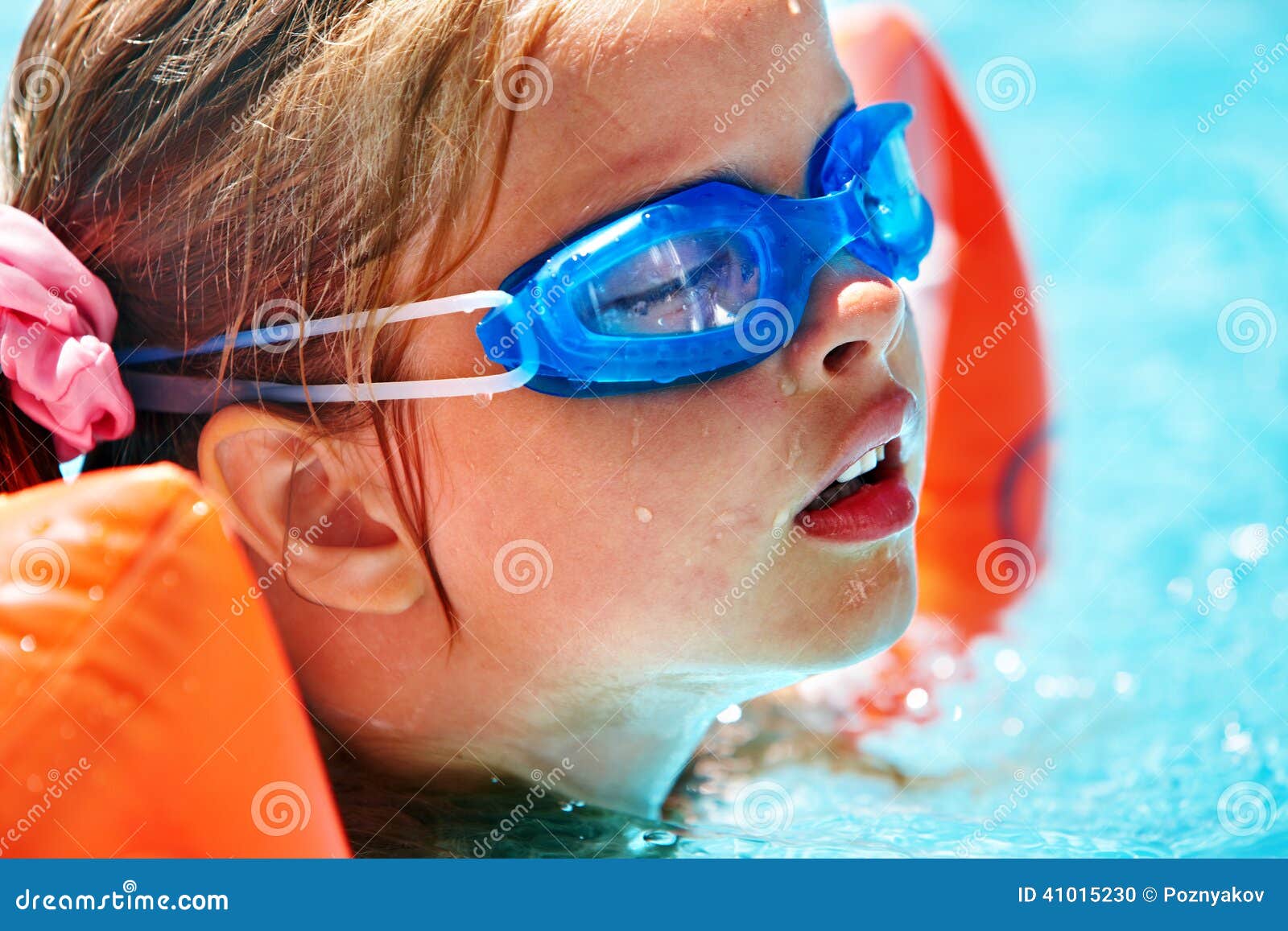 Kids with Goggles in Swimming Pool. Stock Photo - Image of pool ...