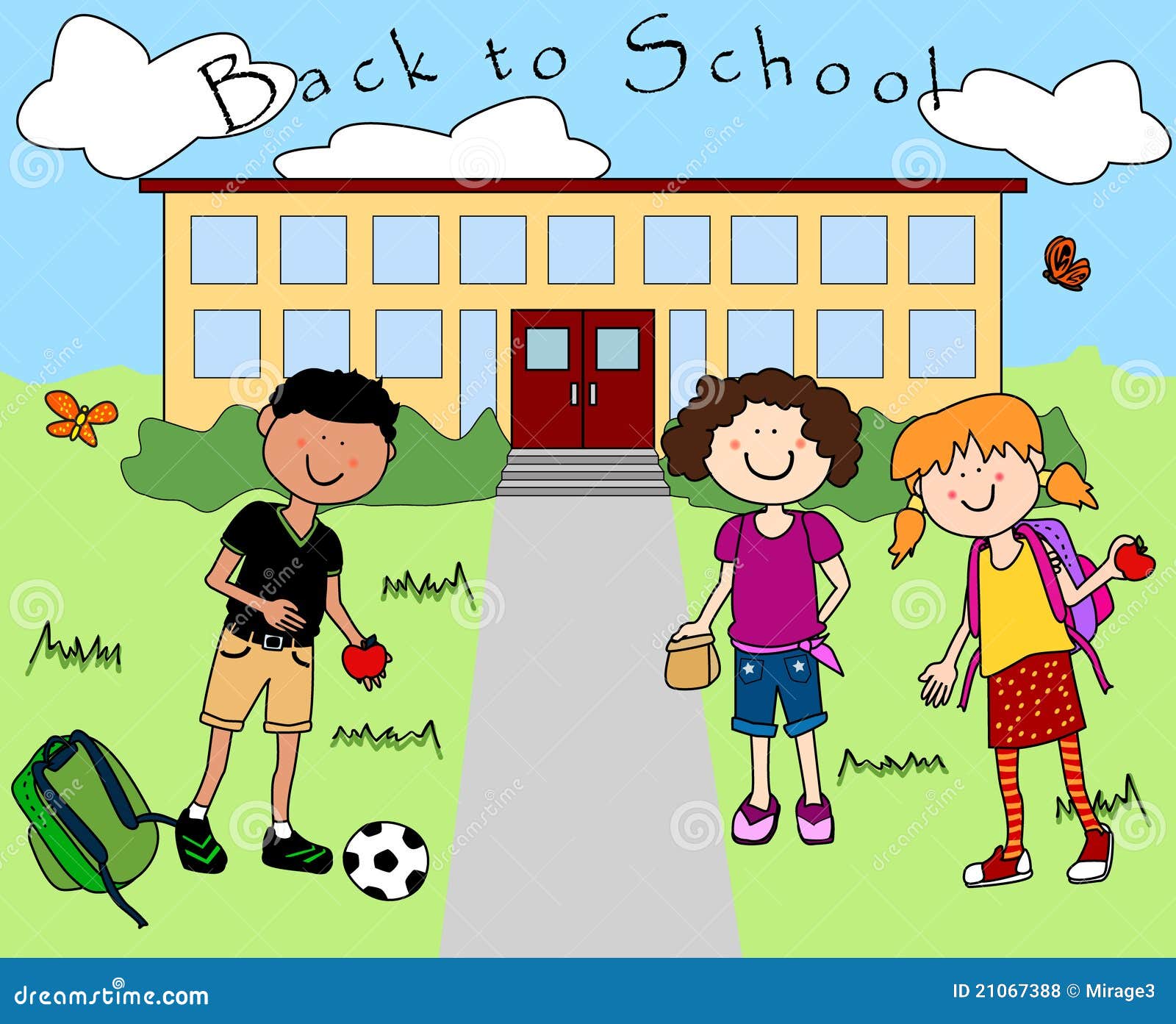 Kids going back to school stock vector. Illustration of doodle - 21067388