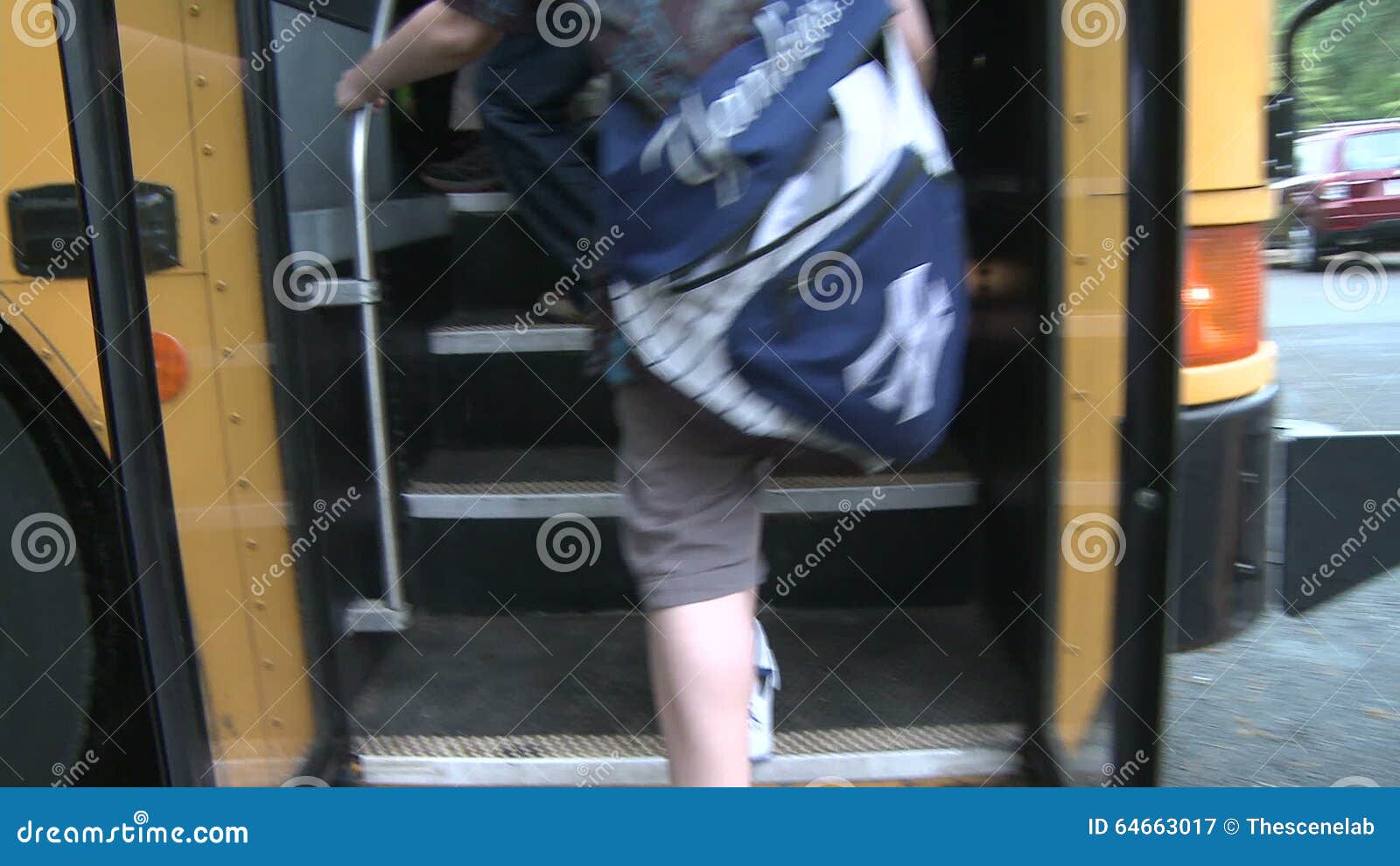 Kids Going Up Steps of Bus. (3 of 3) Stock Video - Video of hall ...