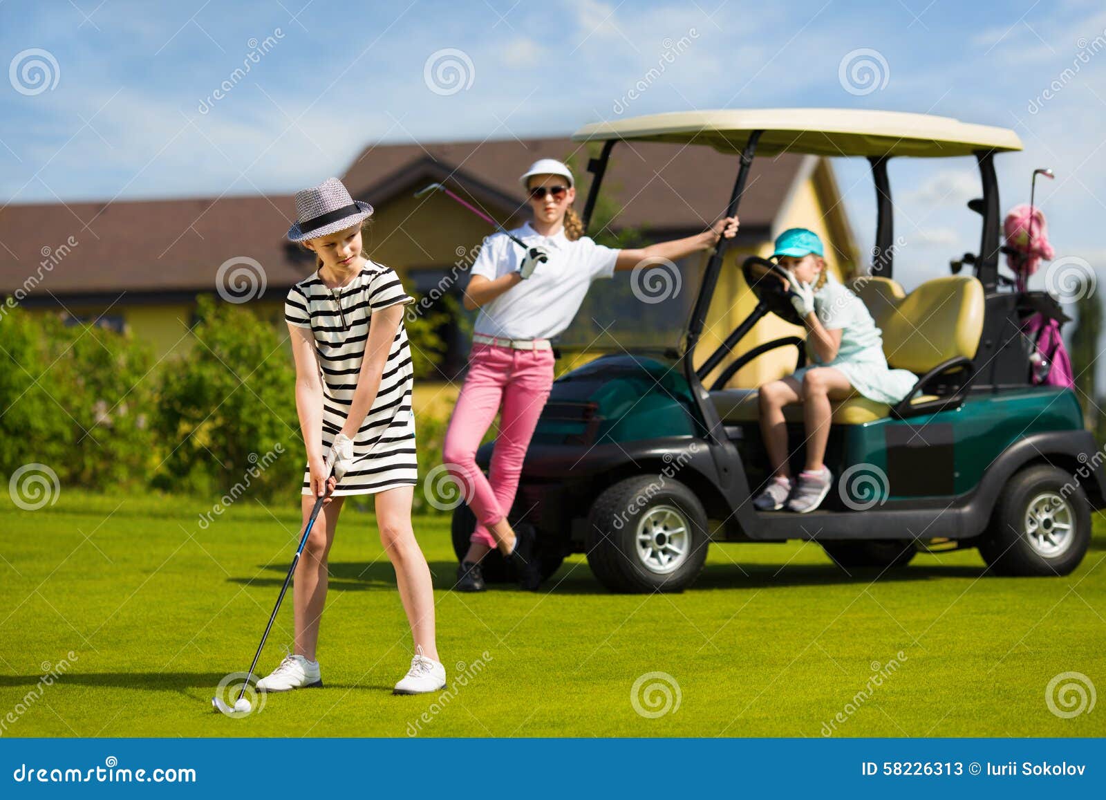 Kids golf competition stock image. Image of girl, activity - 58226313